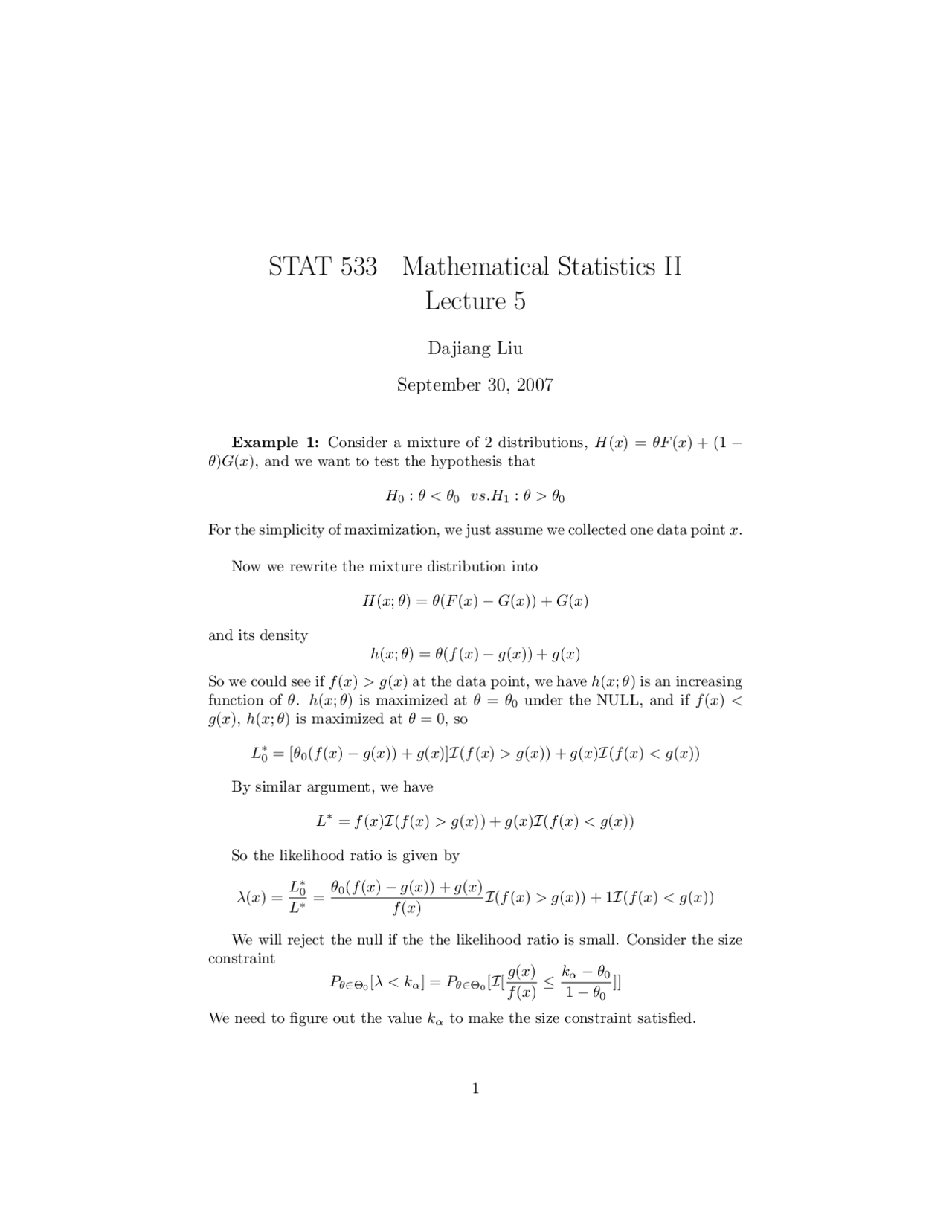 Advance Statistical Inference Solved Problems Stat 533 Docsity