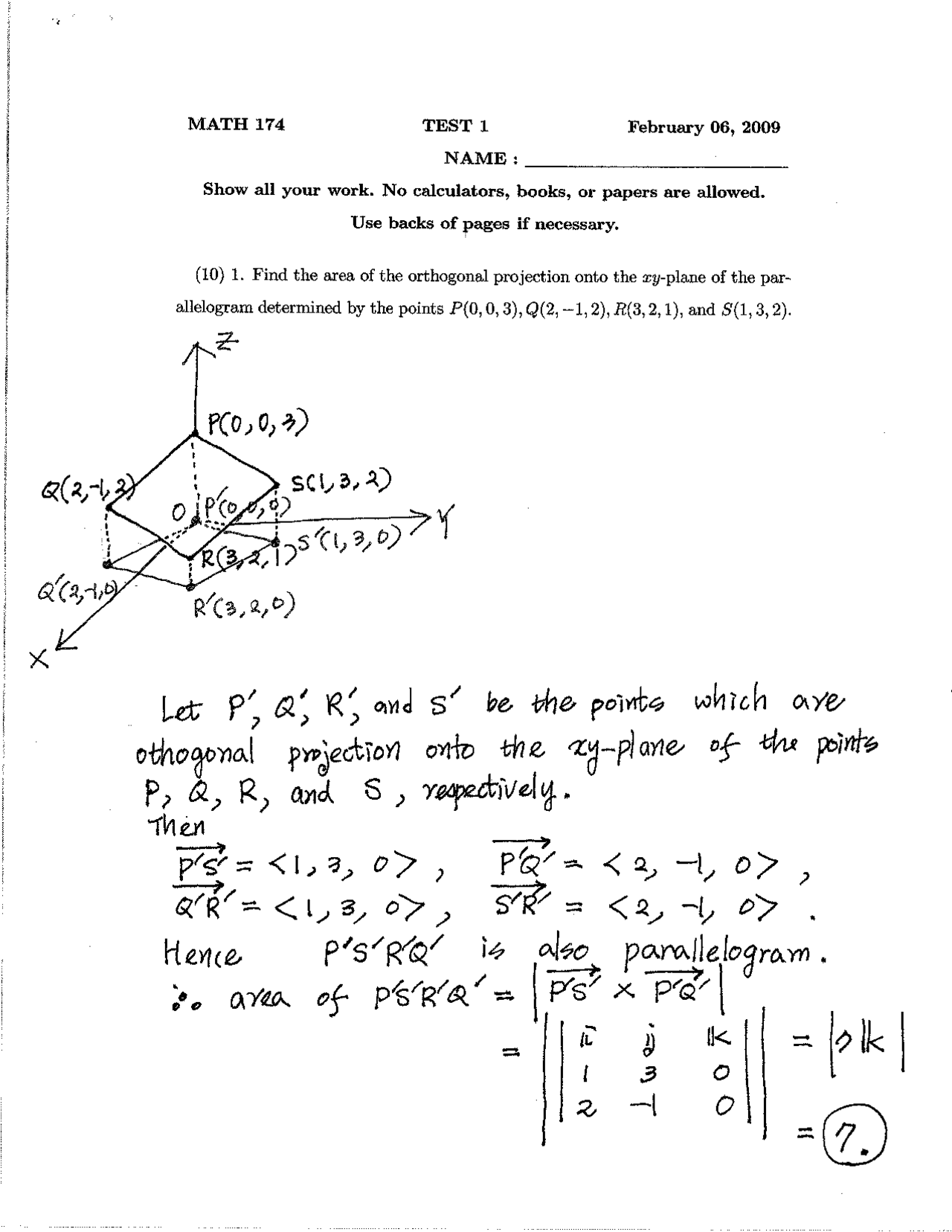 Practice Test 1 With Solutions Multivariable Calculus Ma 17400