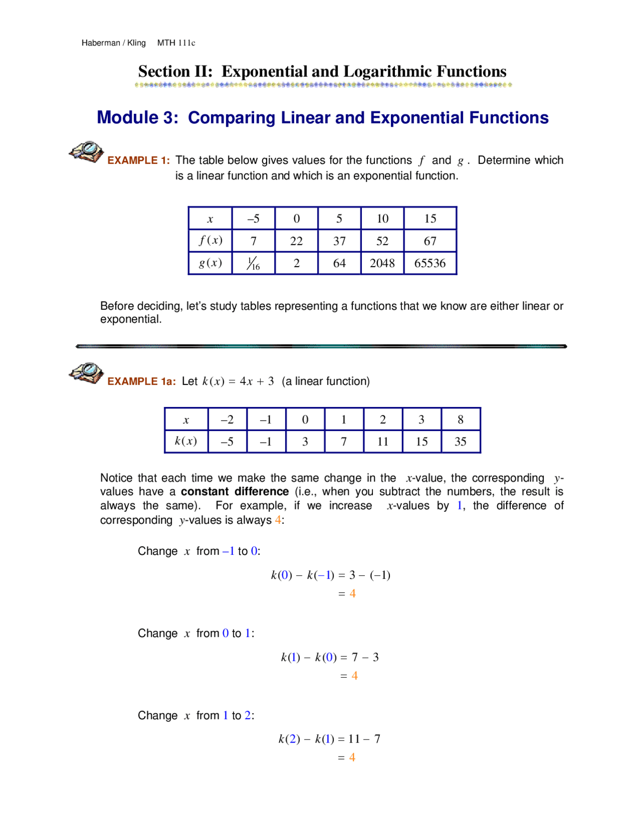 Exponential And Logarithmic Functions Section Ii Module 3 Mth 111c