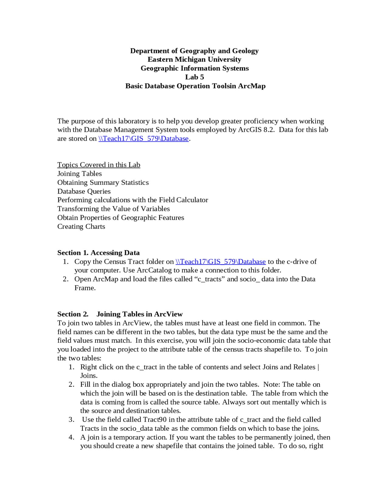 Basic Database Operation Tools In Arcmap Laboratory 5 Geog 579