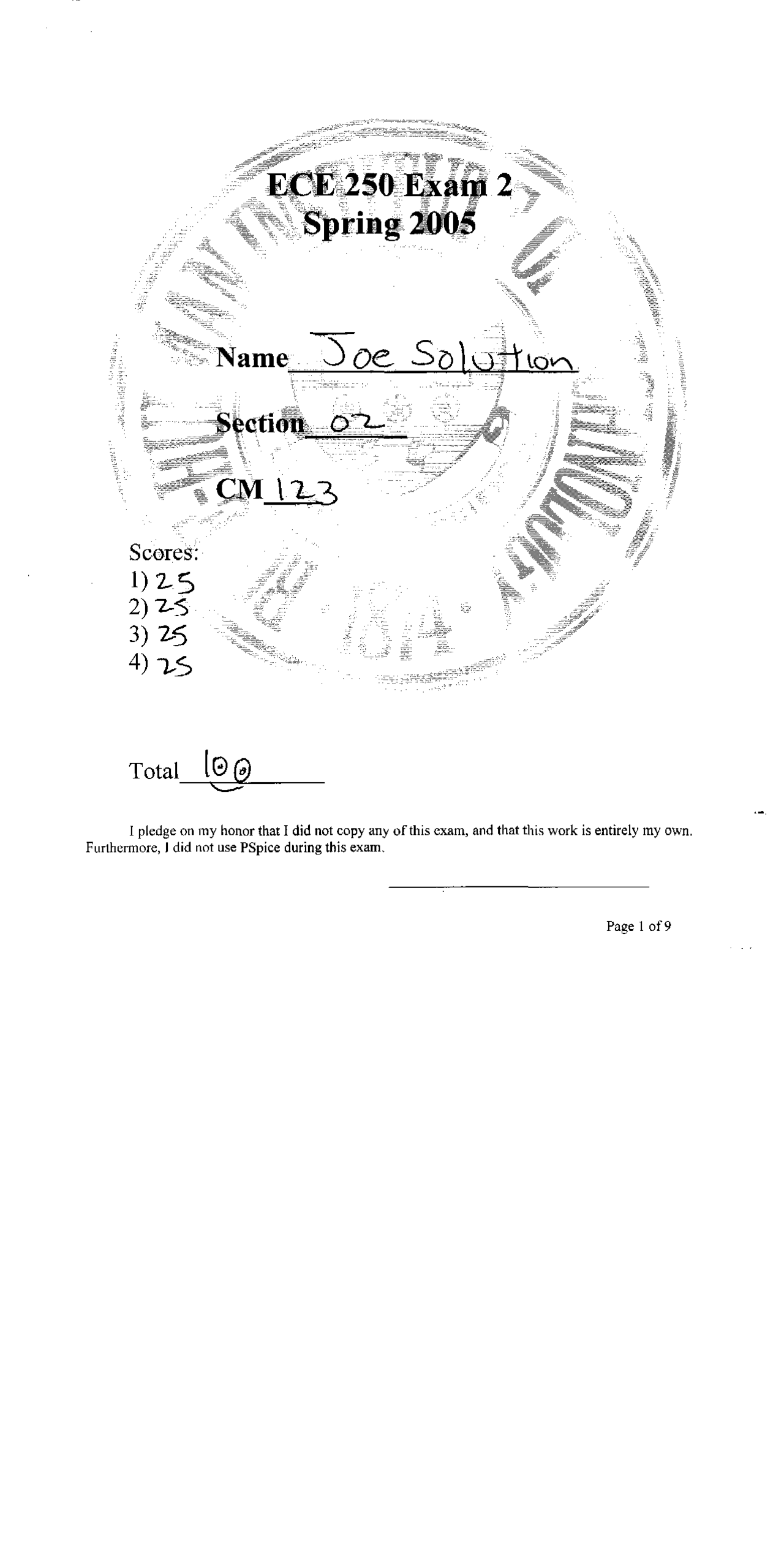 Exam 2 With Solution For Electronic Device Modeling Ece 250 Docsity