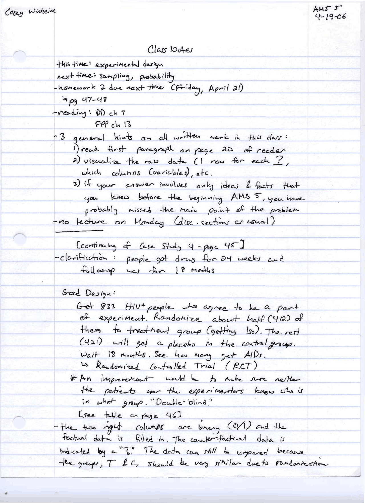 Notes On Experimental Design Statistics Ams 5 Docsity