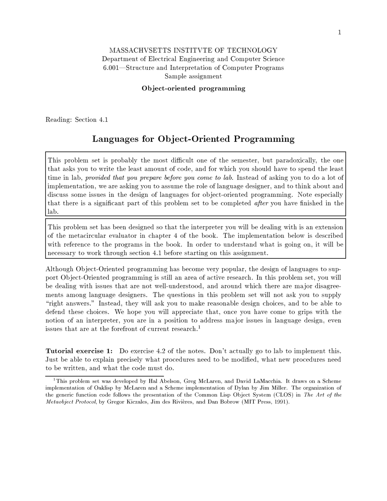 Languages For Object Oriented Programming Sample Assignment Cs 550