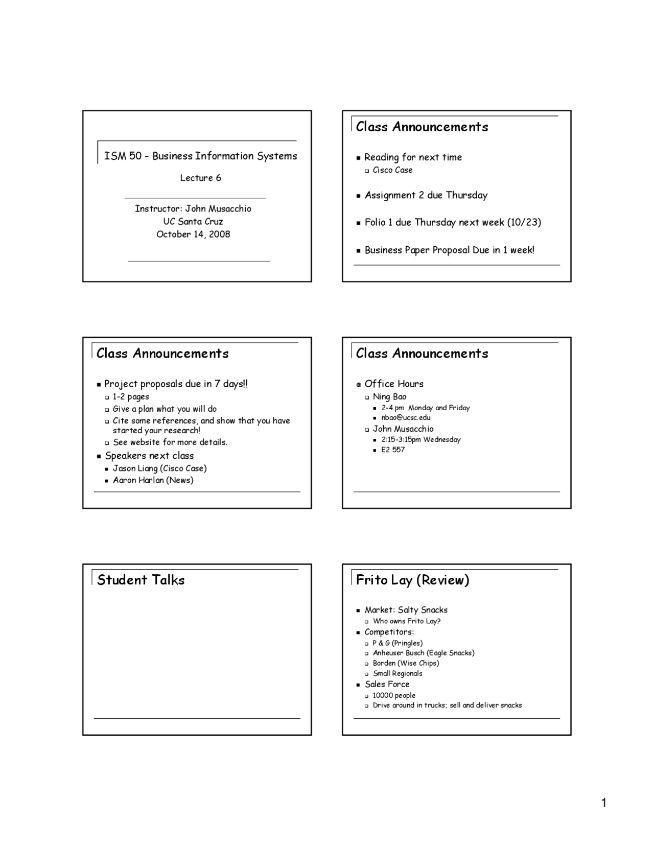 Slides On Frito Lay Business Information Systems Ism 50 Docsity