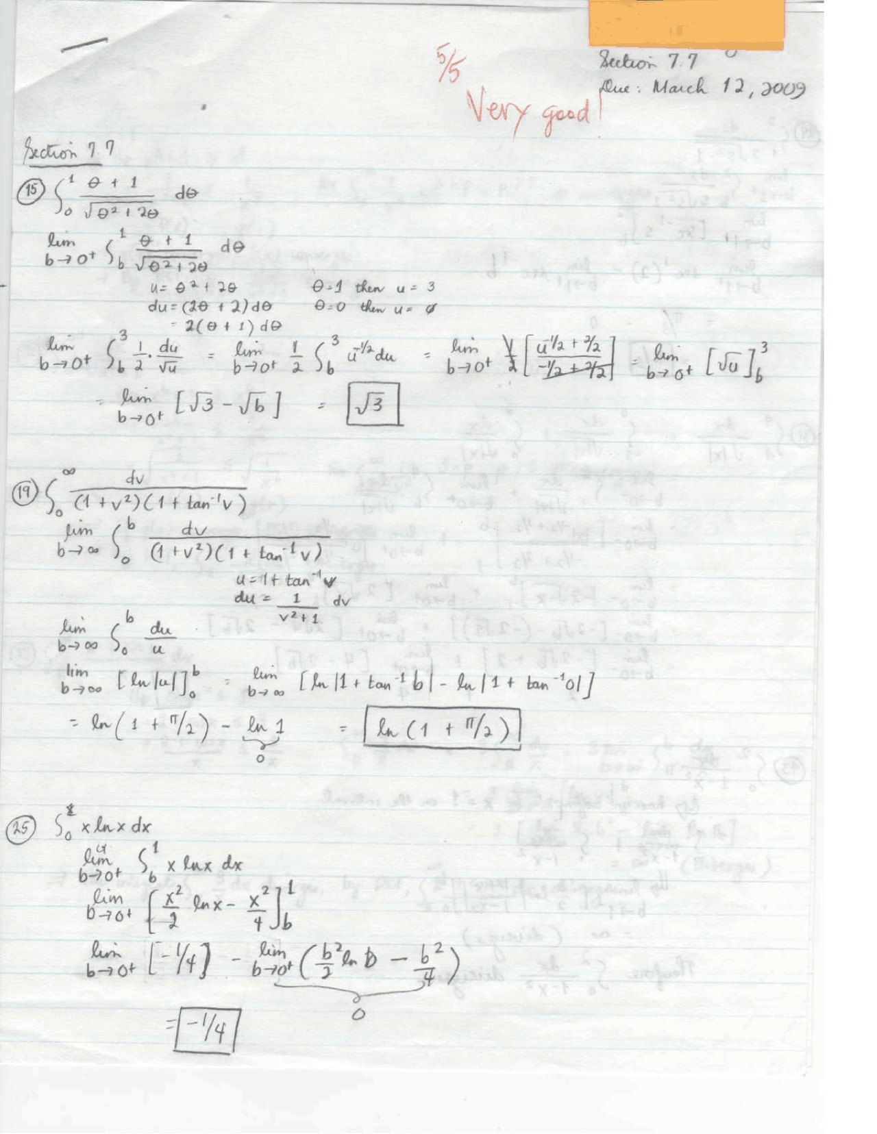 11 Problems on Integration in Calculus II - Homework | MATH 175 - Docsity