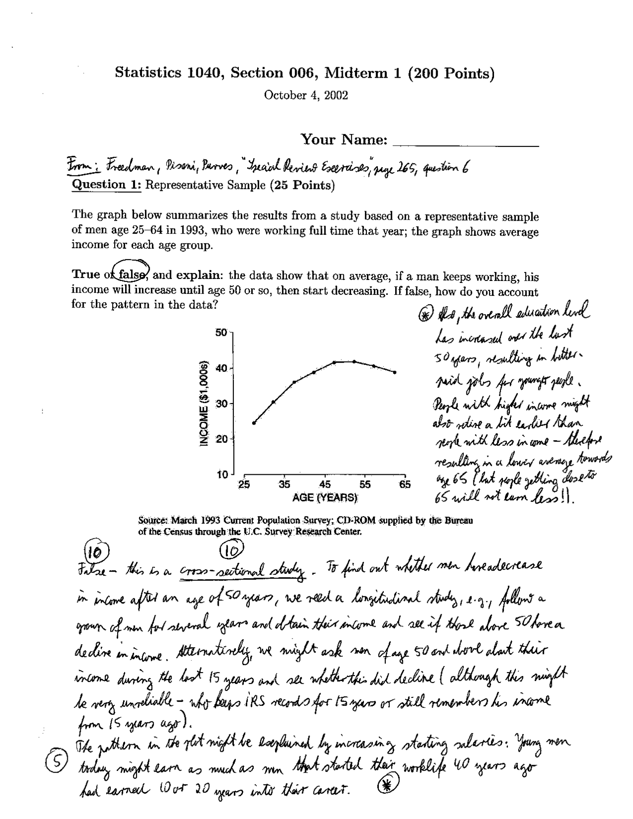 Introduction To Statistics Old Midterm Exam With Answers 2002
