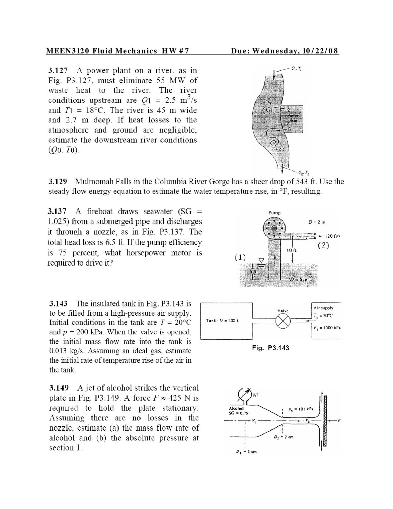 8 Solved Questions on the Fluid Mechanics - Assignment 7 | MEEN 3120 | Assignments Fluid ...
