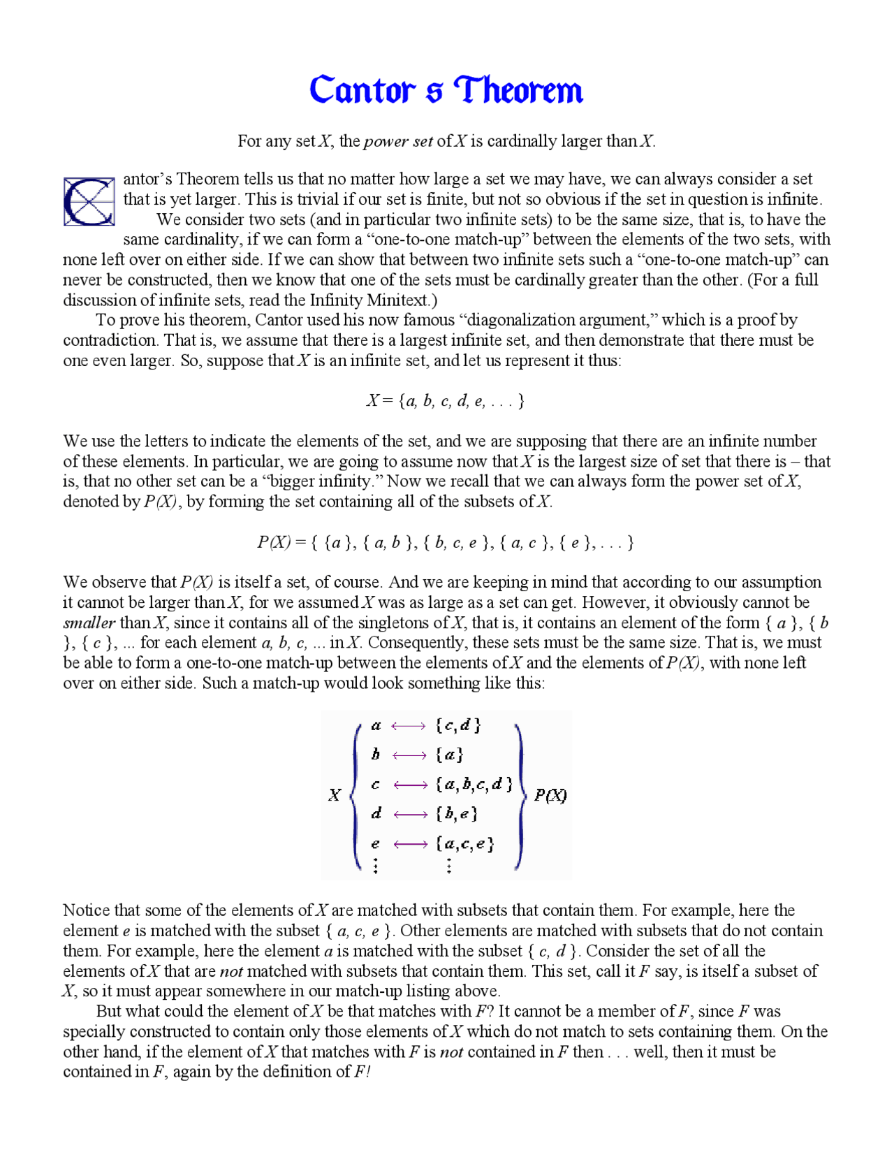 Cantors Theorem Lecture Notes Introduction To Mathematical Thought
