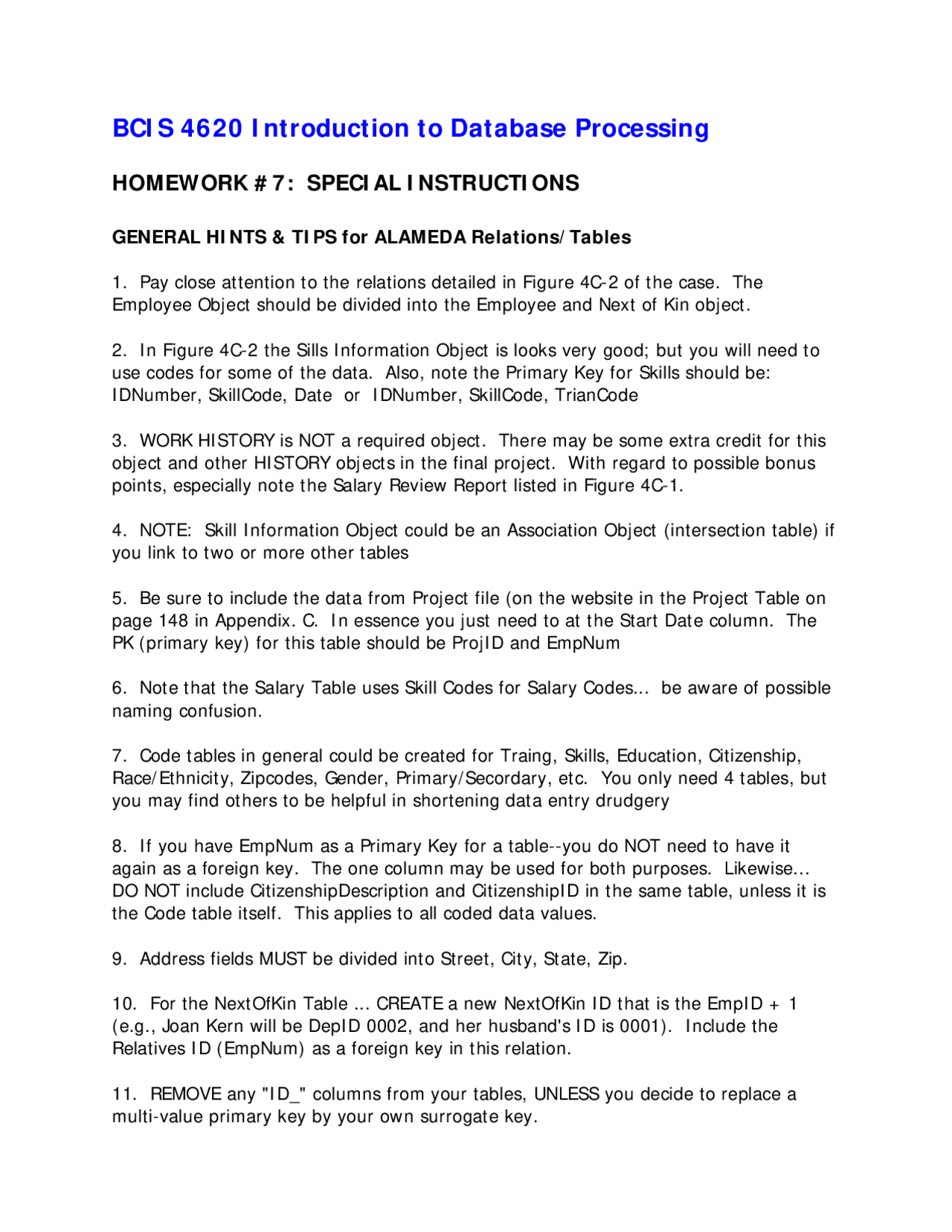 15 Special Instructions Introduction To Database Applications Bcis