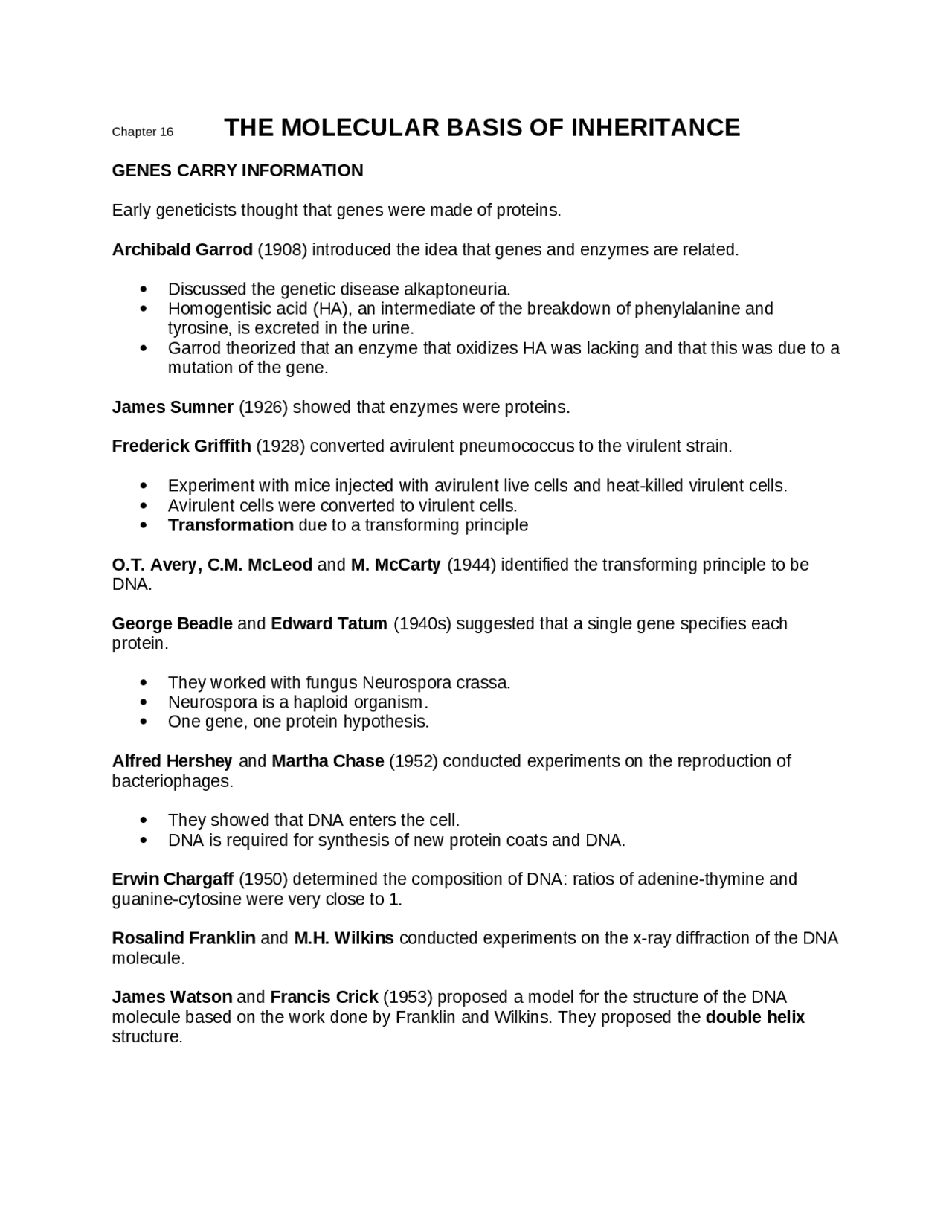 The Molecular Basis of Inheritance - Study Guide | BIOL 111 | Study ...