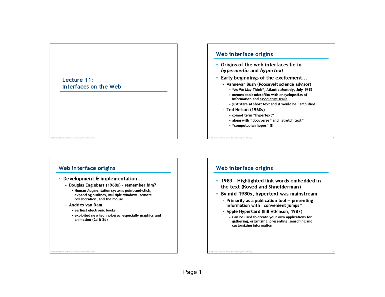 Web Interface Origins Lecture Slides Cs 338 Docsity