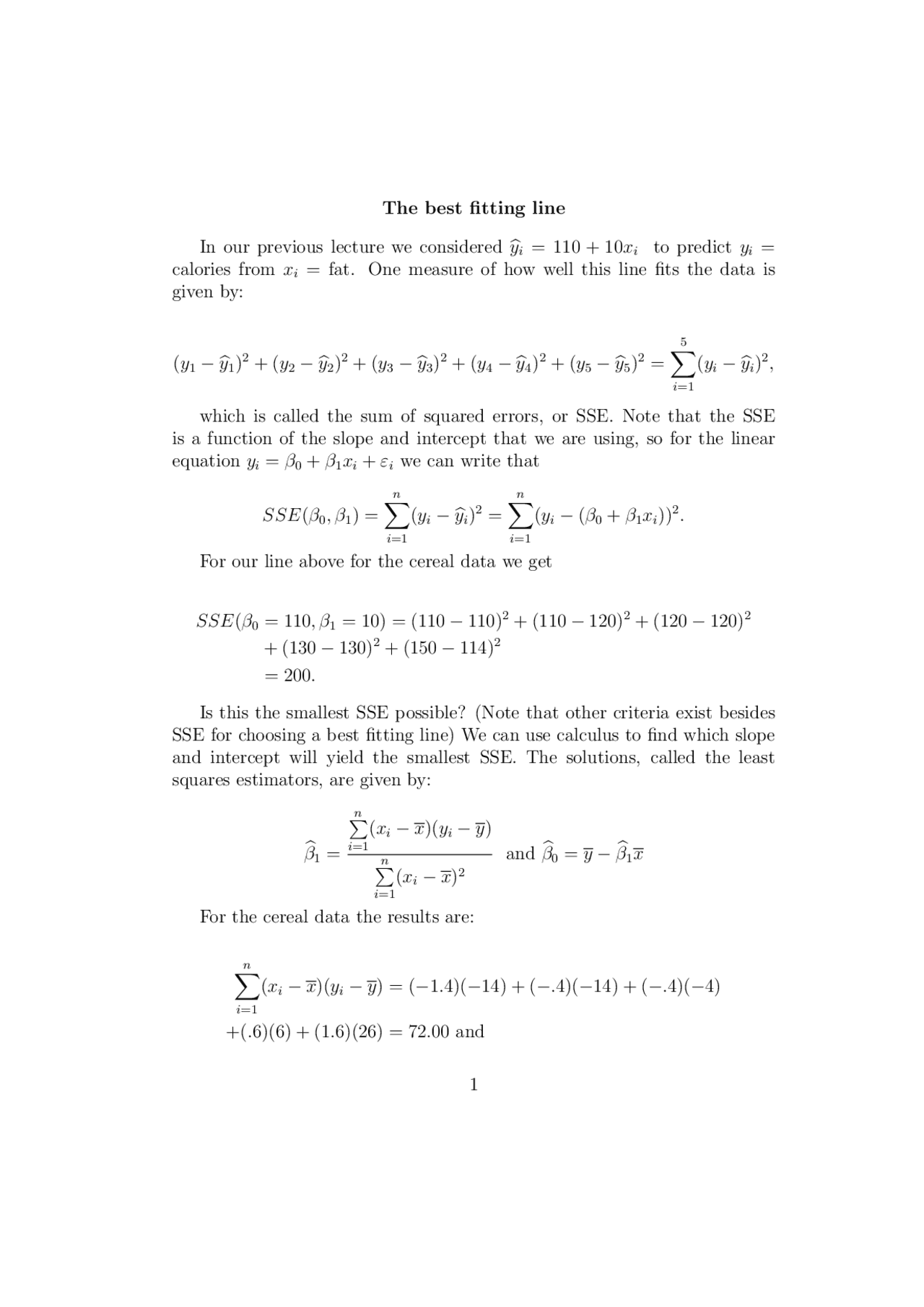 The Best Fitting Line - Lecture Notes | STAT 401 - Docsity