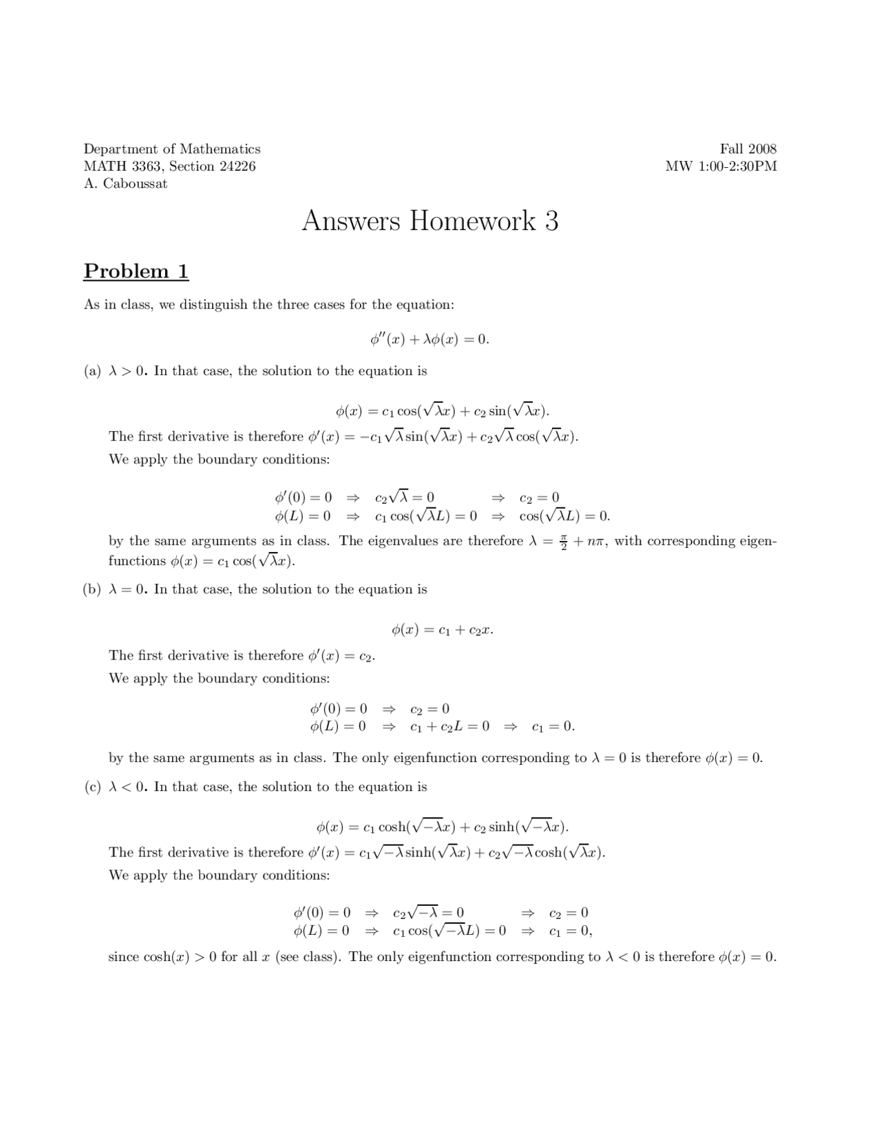 3 Solved Problems On Derivatives Equations Assignment 3 Math 3363