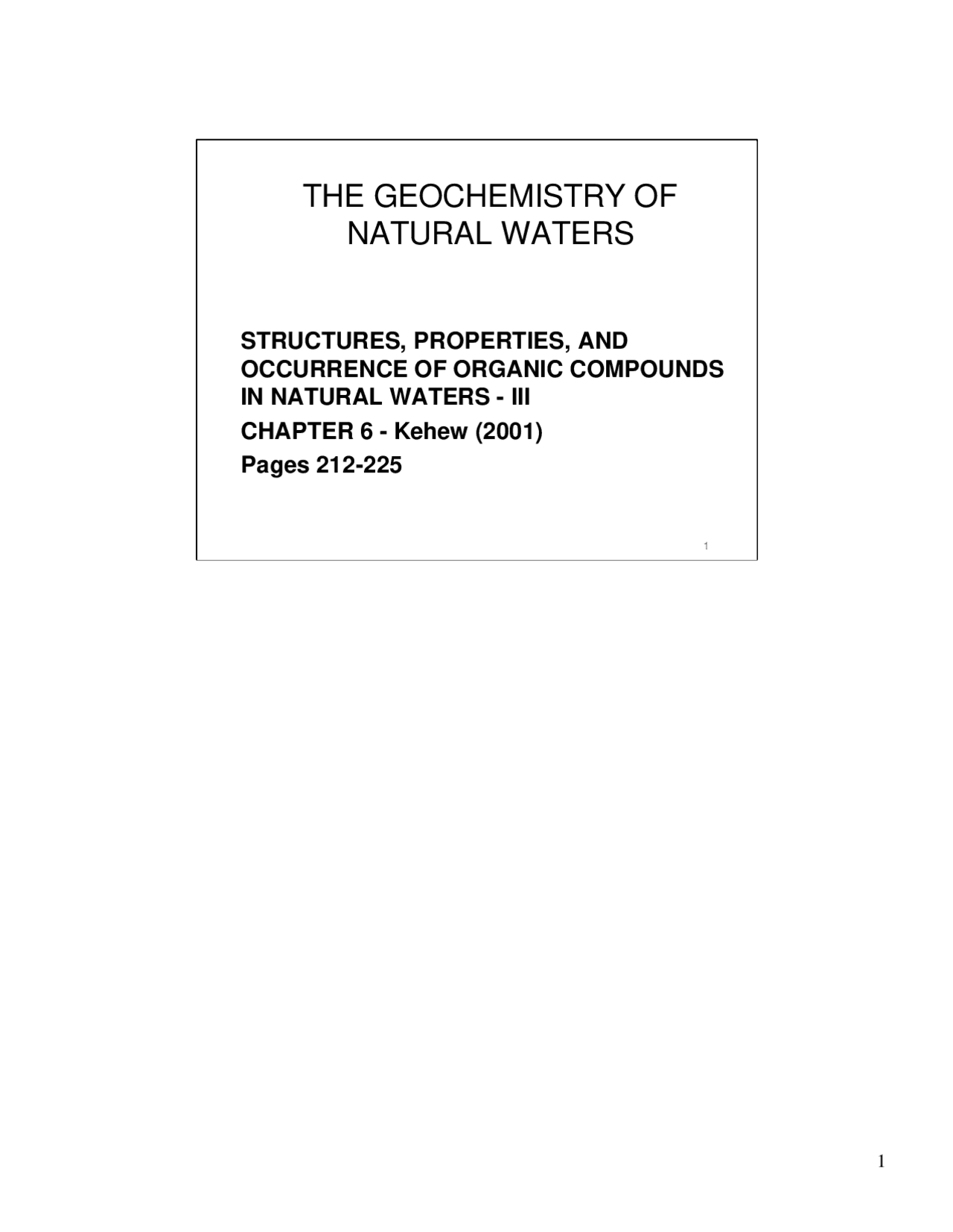The Geochemistry Of Natural Waters Notes Geol 464 Docsity