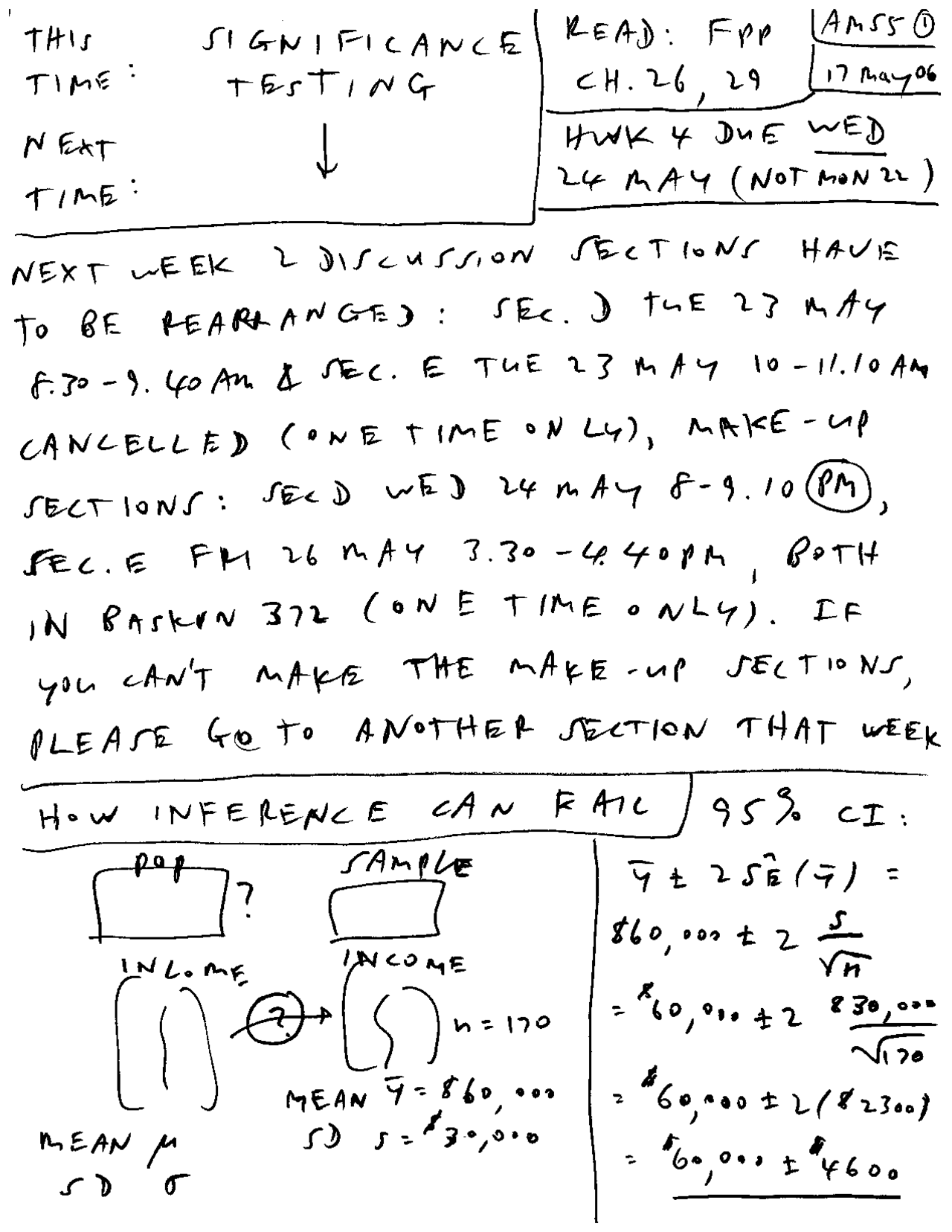 Handwritten Notes On Significance Testing Ams 5 Docsity