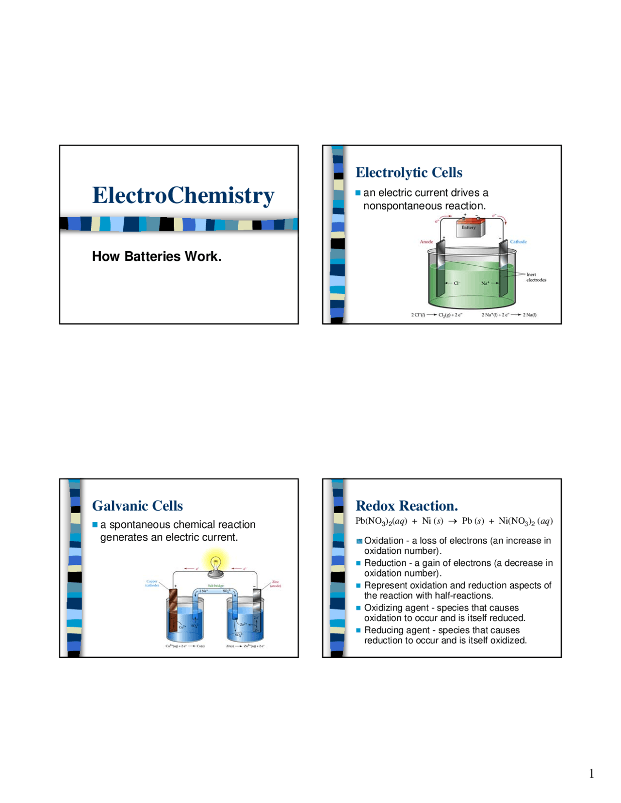 Electrochemistry - Lecture Slides - General Chemistry 3 | CHM 123 - Docsity