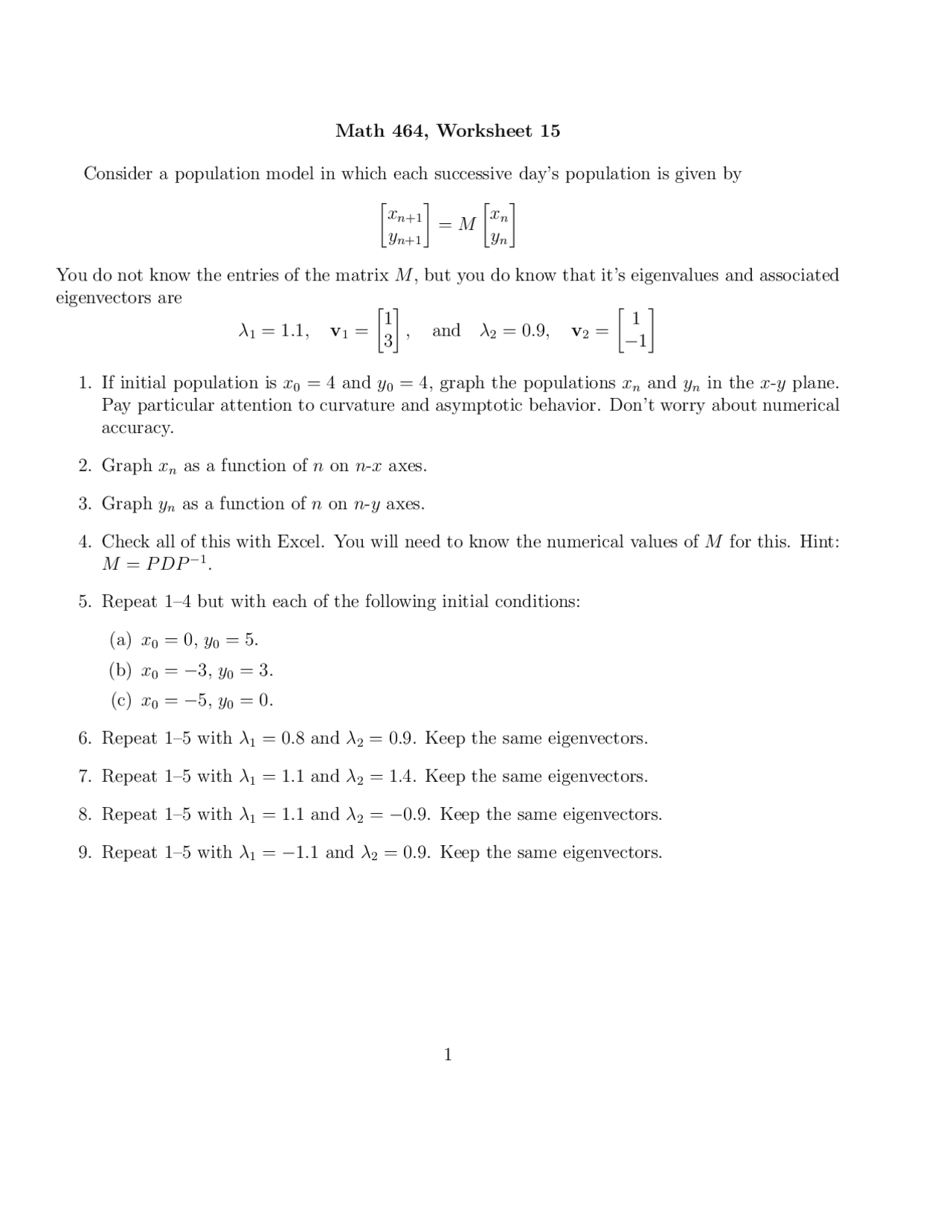 Worksheet 15 with 9 Practice Problems on Mathematical Modeling | MATH ...