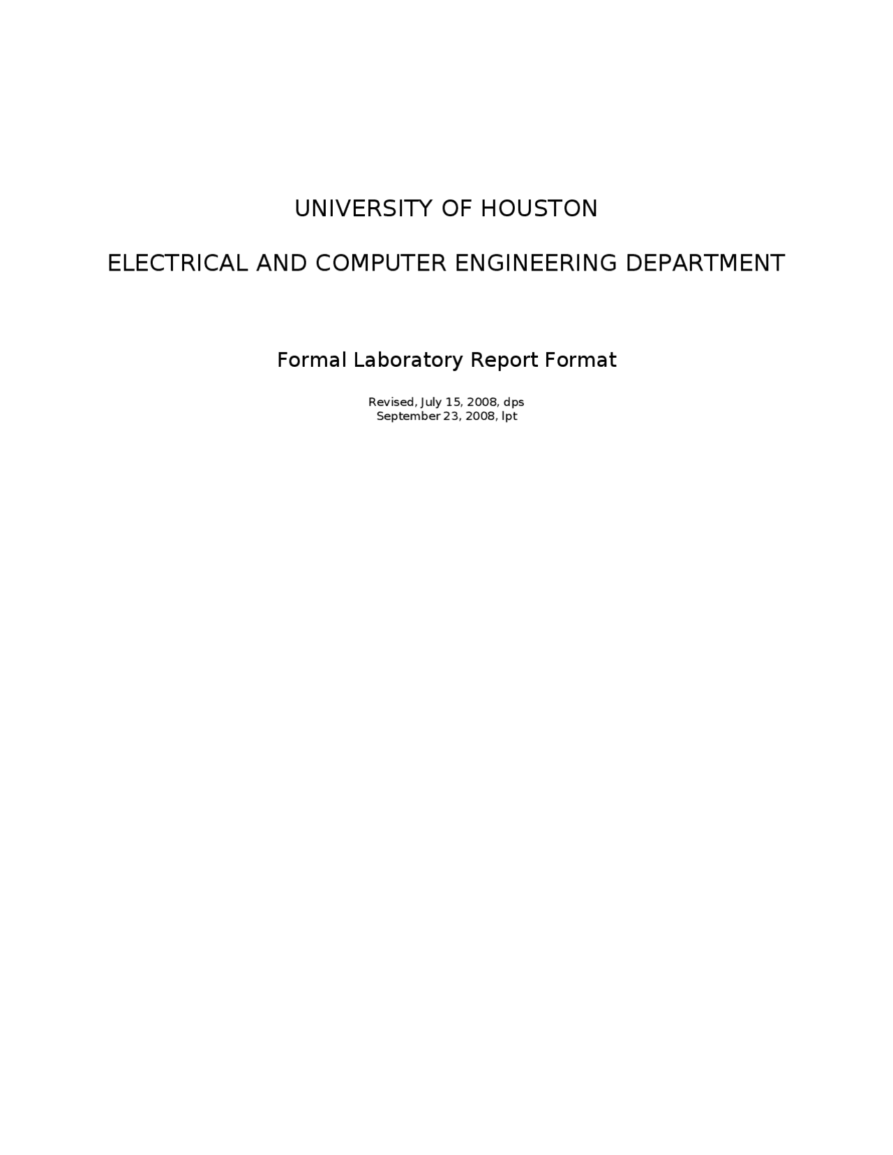 Formal Laboratory Report Format - Electronics | ECE 3455 | Lab Reports ...