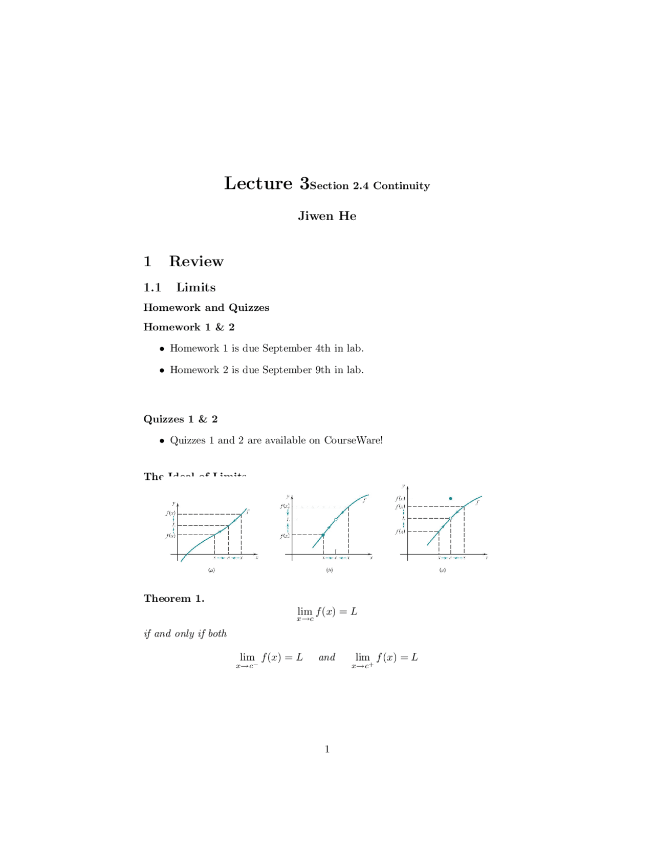 Four Basic Properties Of Limits Assignment 1 Math 1431 Docsity