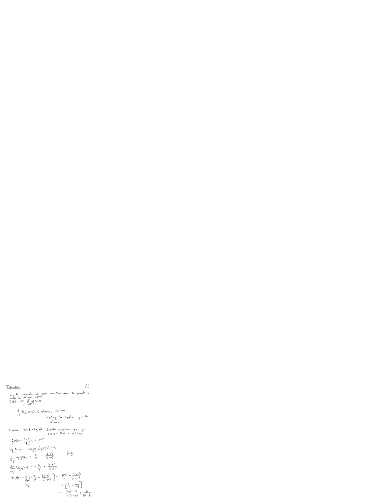 Handwritten Notes On Cramars Rao Lower Bound Ams 205 Docsity