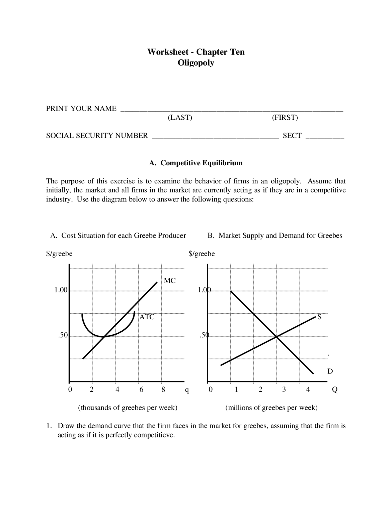 Worksheet of Chapter 10 - Oligopoly - Principles Of Microeconomics ...