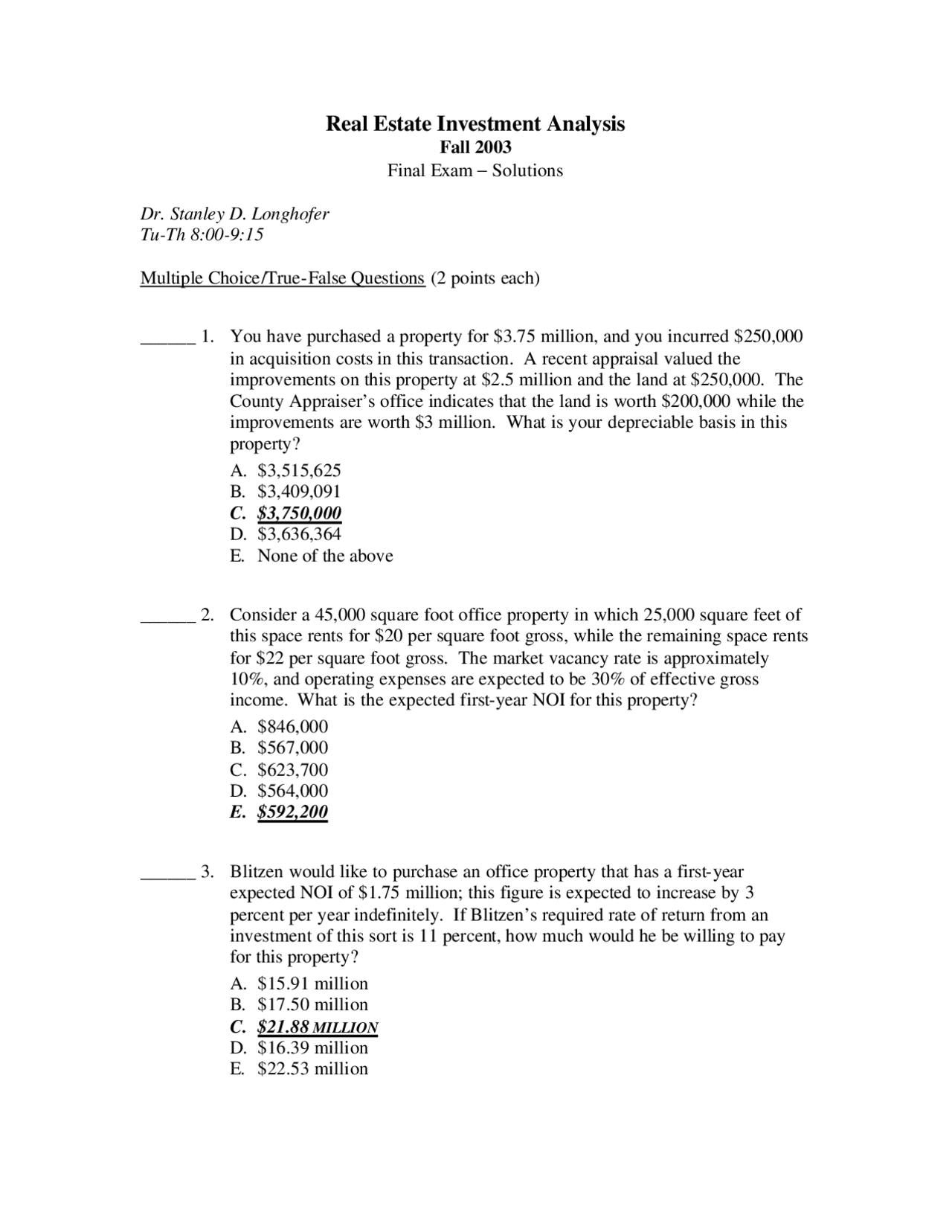 50 Solved MCQs on Real Estate Investment Analysis - Final Exam | RE 618 ...