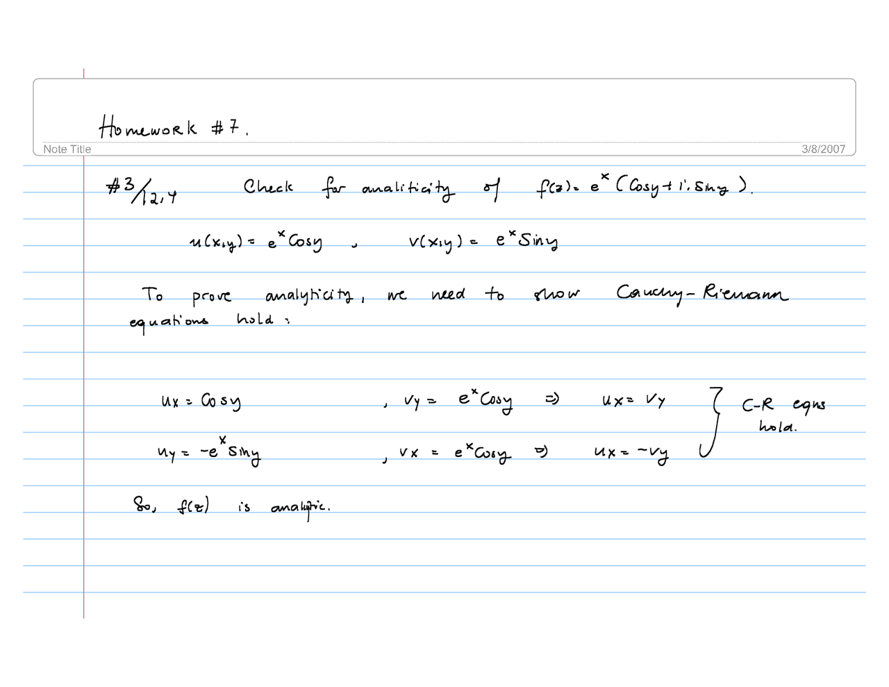 Homework 7 On Complex And Vector Analysis For Engineers Problems