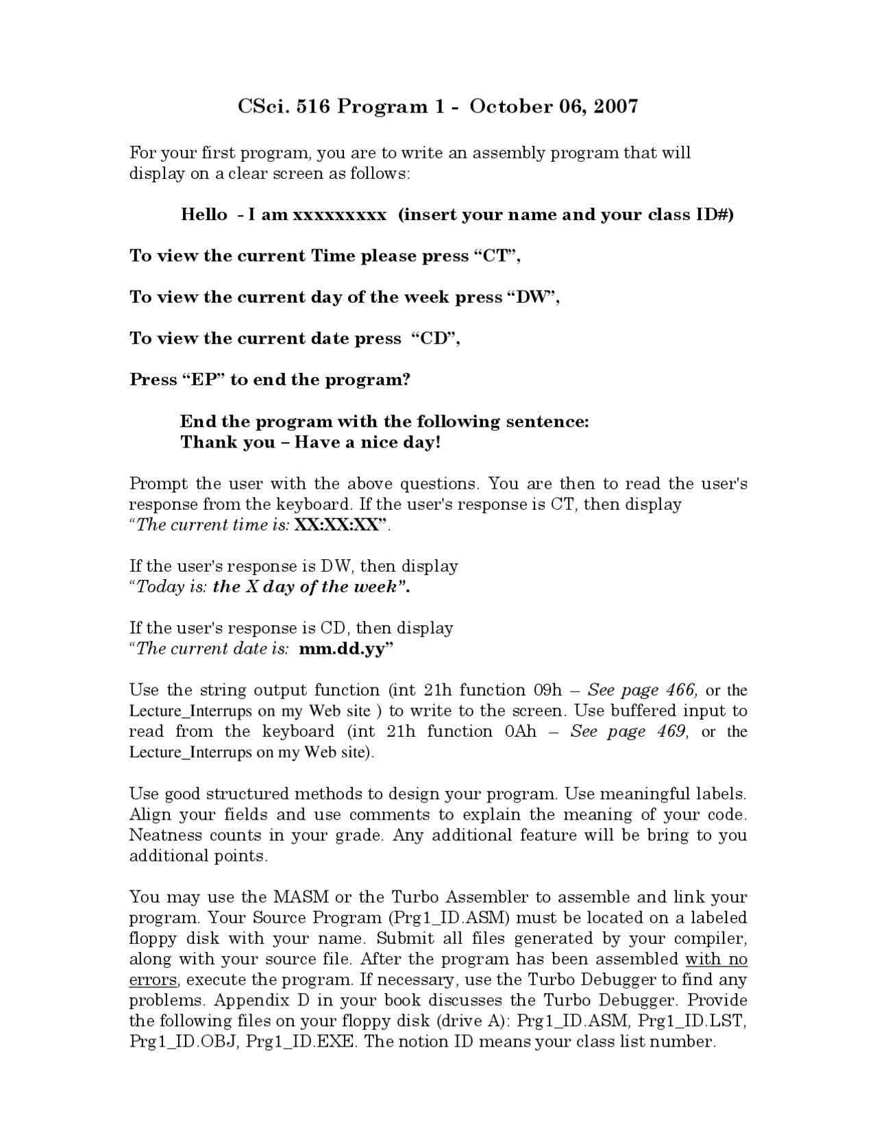Program - Fundamentals Concepts Computing and Mechanism Operators | CSCI 516 - Docsity