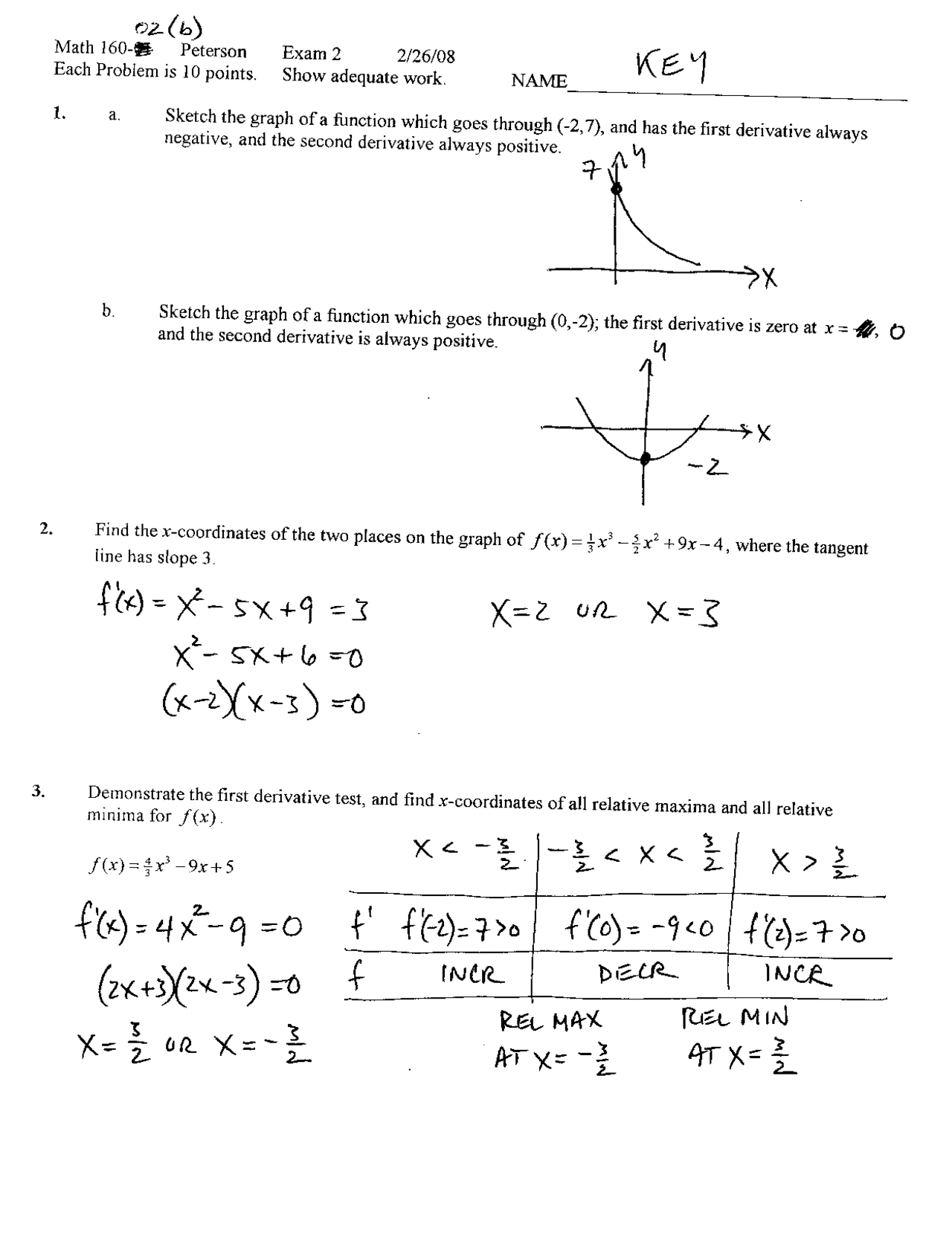 Solved Exam 2 for Survey of Calculus | MATH 160 | Exams Calculus | Docsity