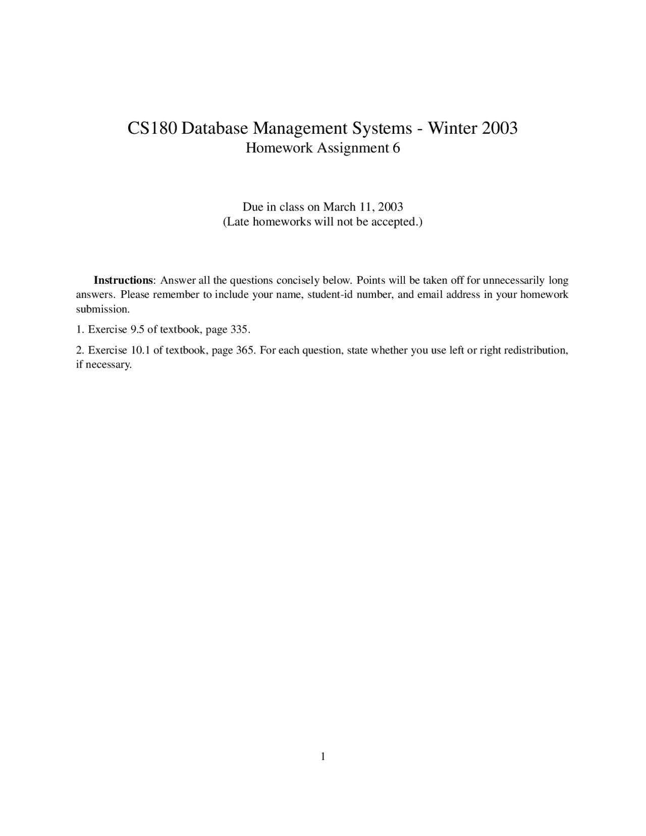 Database Systems I Homework Assignment 6 Cmps 180 Docsity
