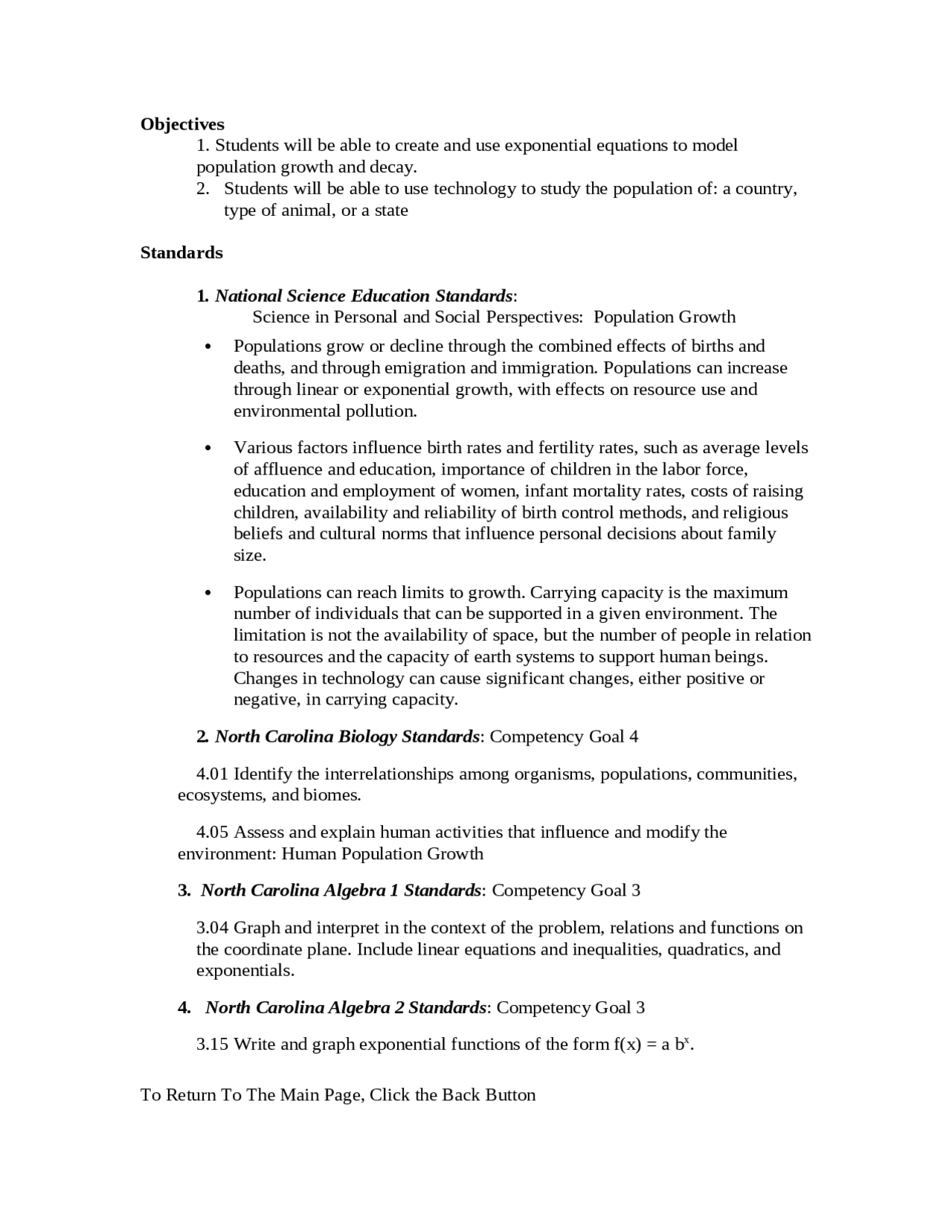 Lecture Notes On Objectives And Standards Topics In Mathematics