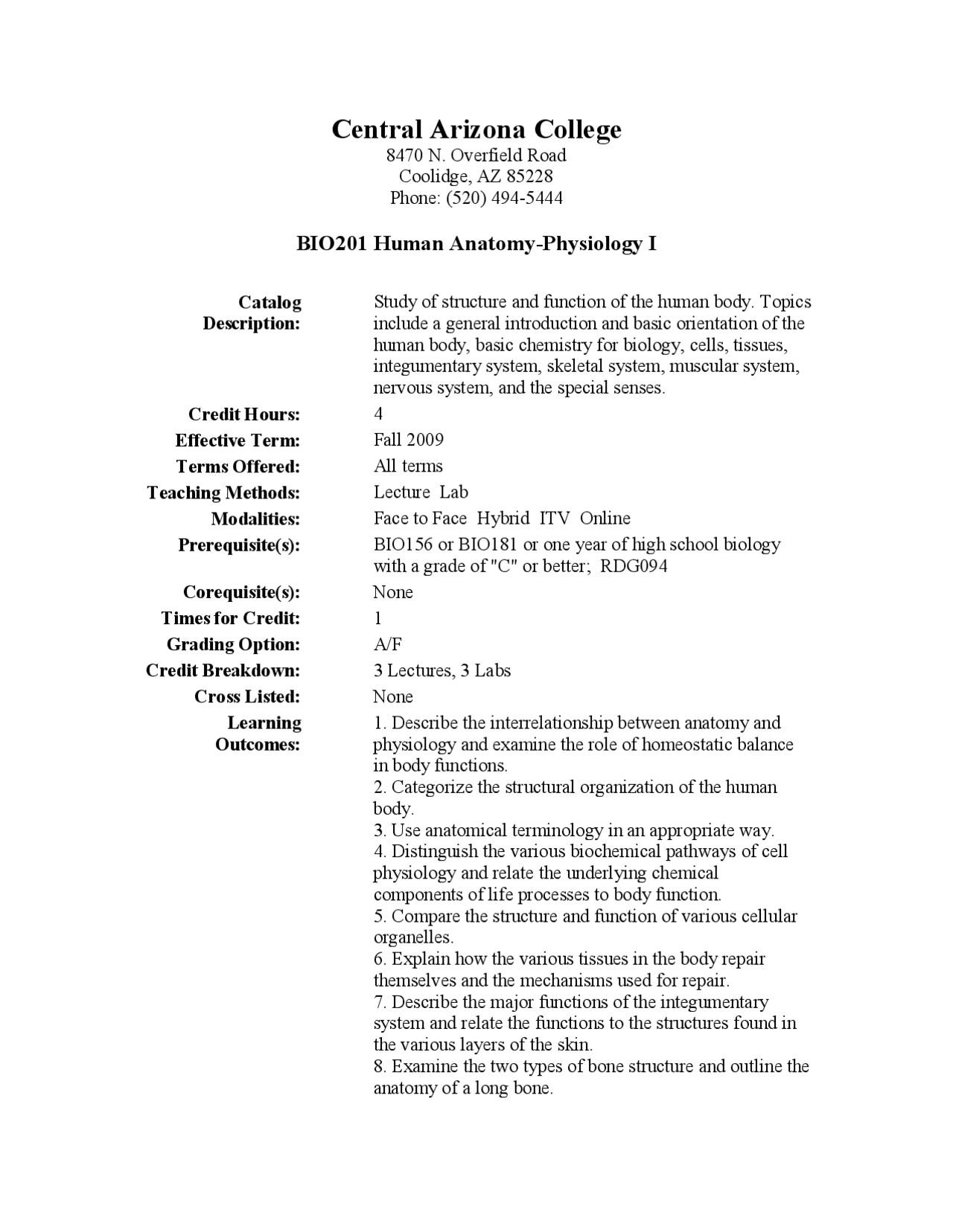 Human Anatomy and Physiology I - Study Guide | BIO 201 | Lab Reports ...