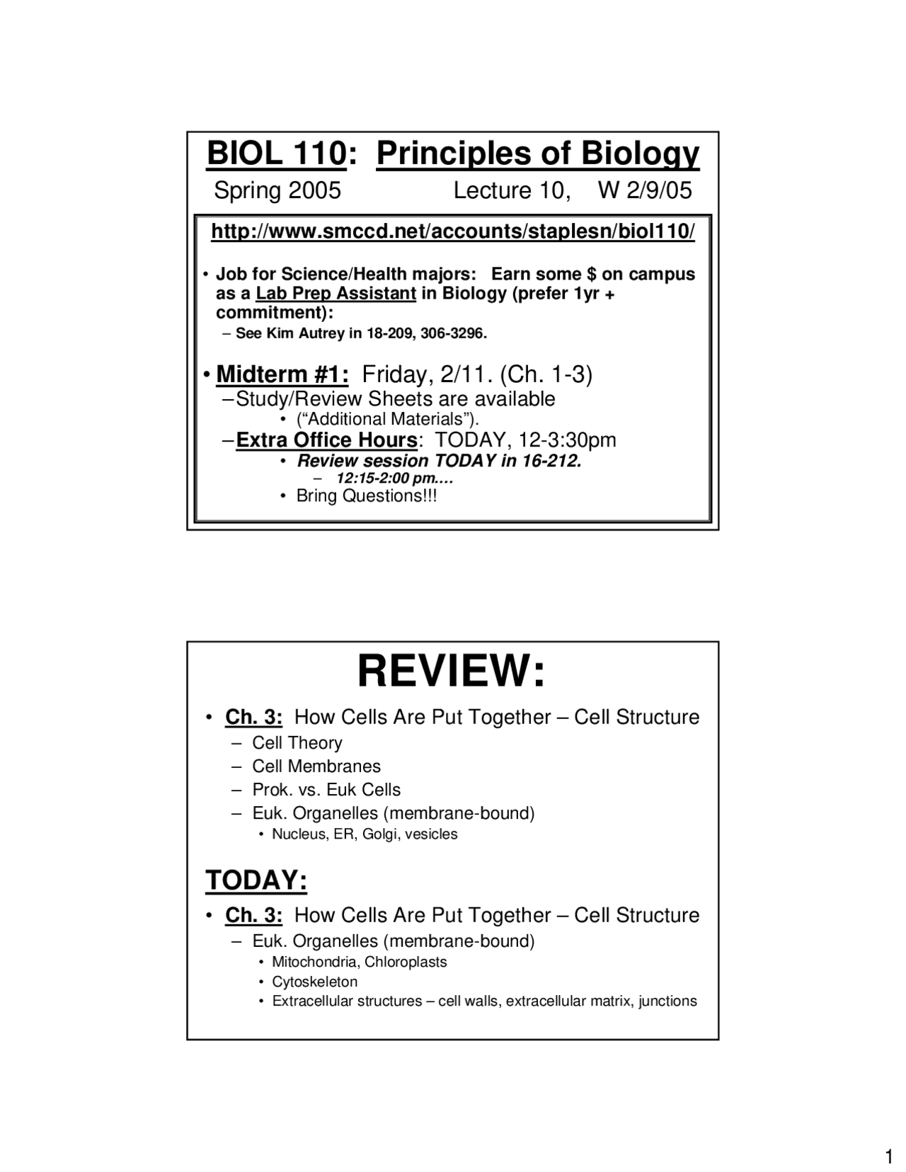 Review Sheet for Midterm Exam - Principles Of Biology | BIOL 110 - Docsity
