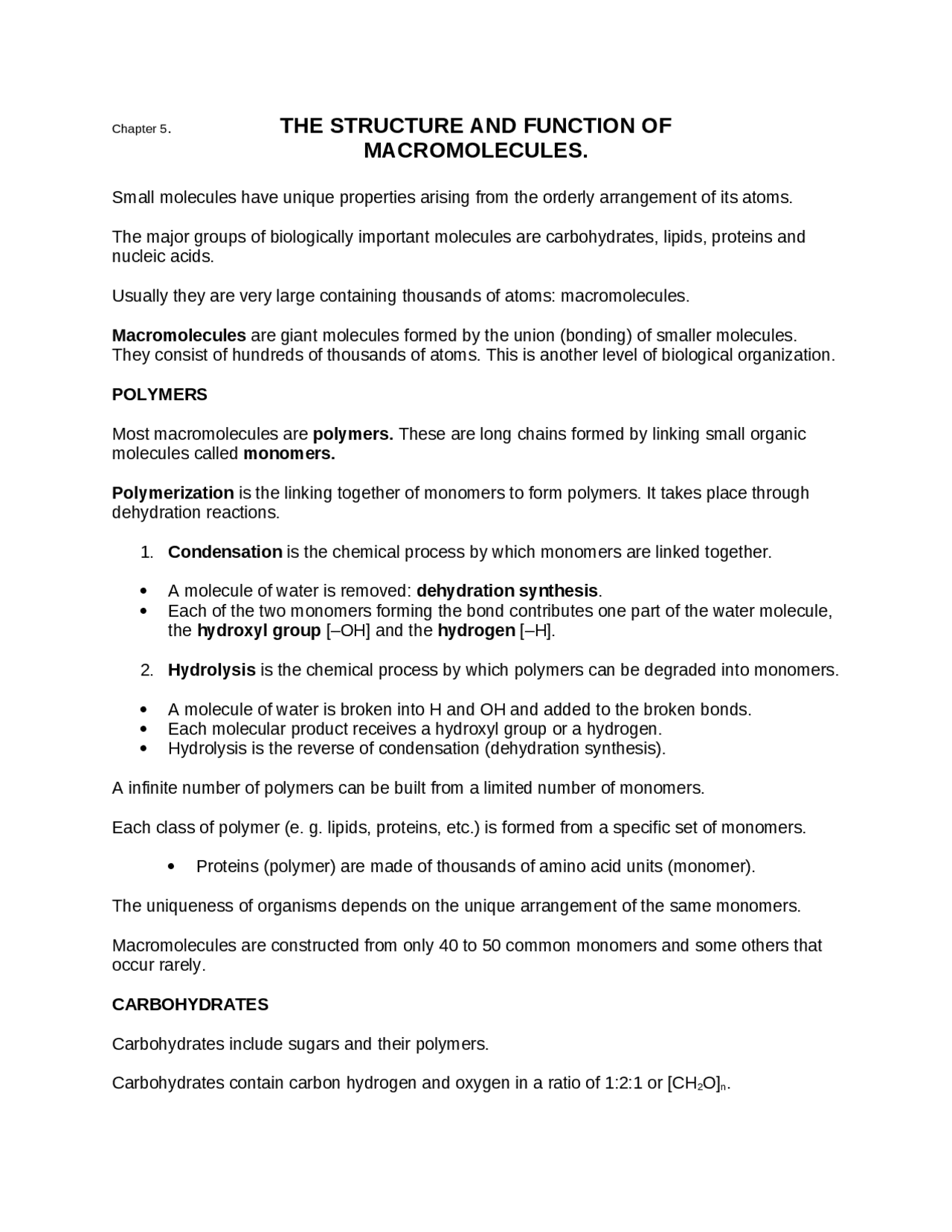 The Structure and Function of Macromolecules - Study Guide | BIOL 111 ...