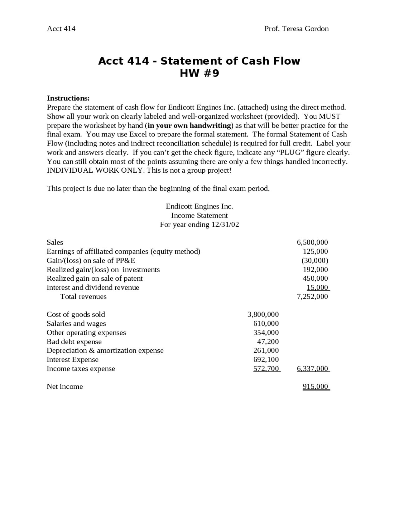 Statement Of Cash Flow Intermediate Financial Accounting Ii Acct