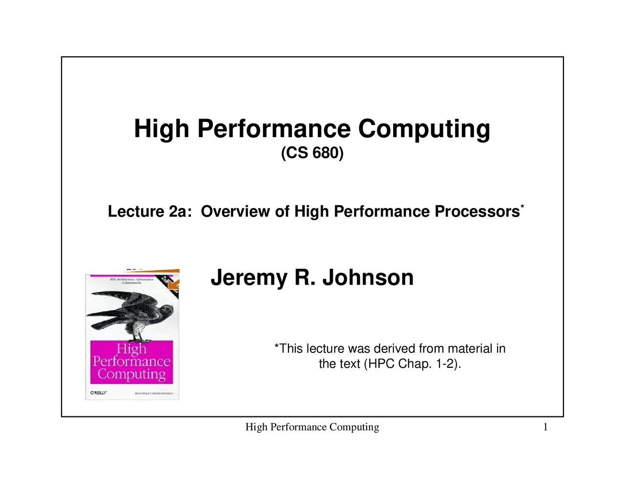 Overview Of High Performance Processors Lecture Slides Cs 680 Docsity