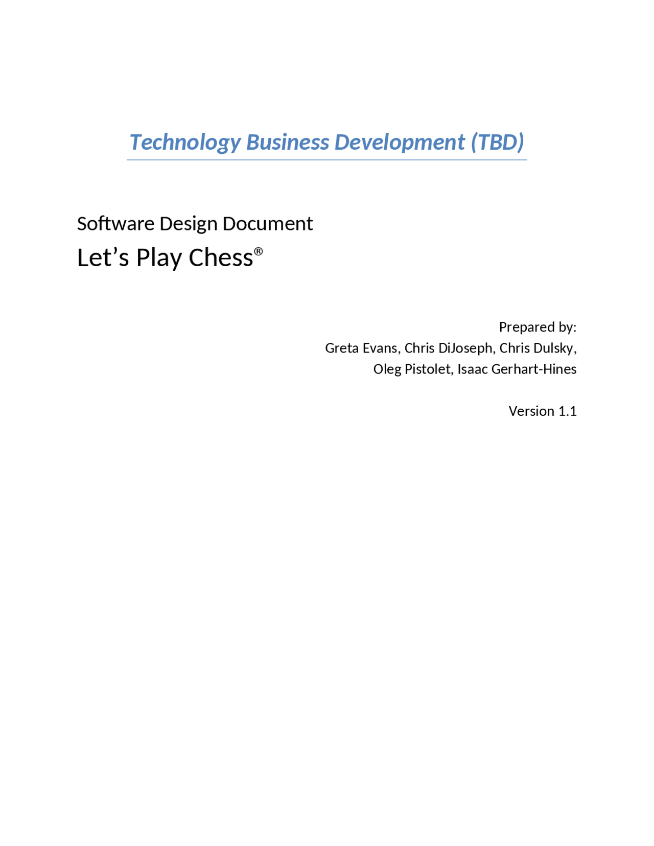 Technology Business Development Software Design Document Cs 451