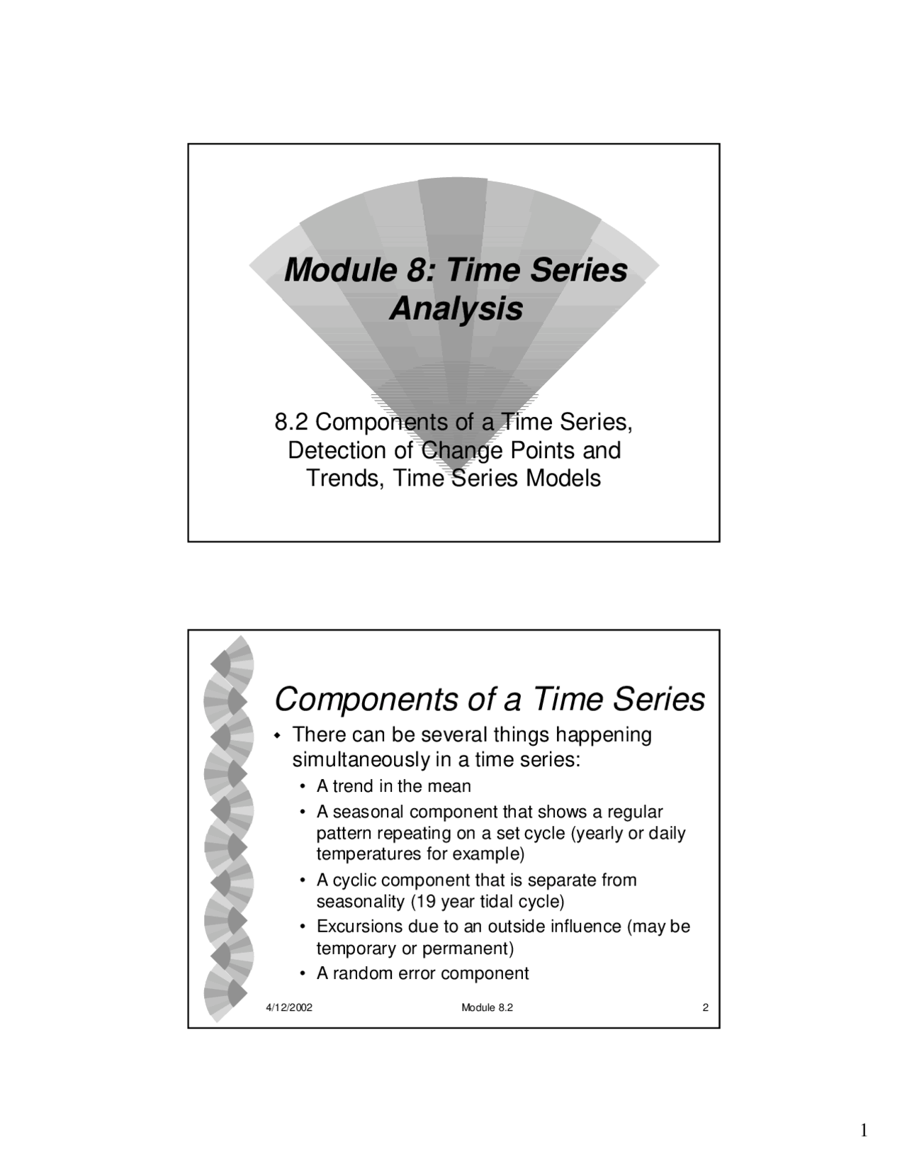 Components of a Time Series, Detection of Change Points and Trends | ENVS 541 - Docsity