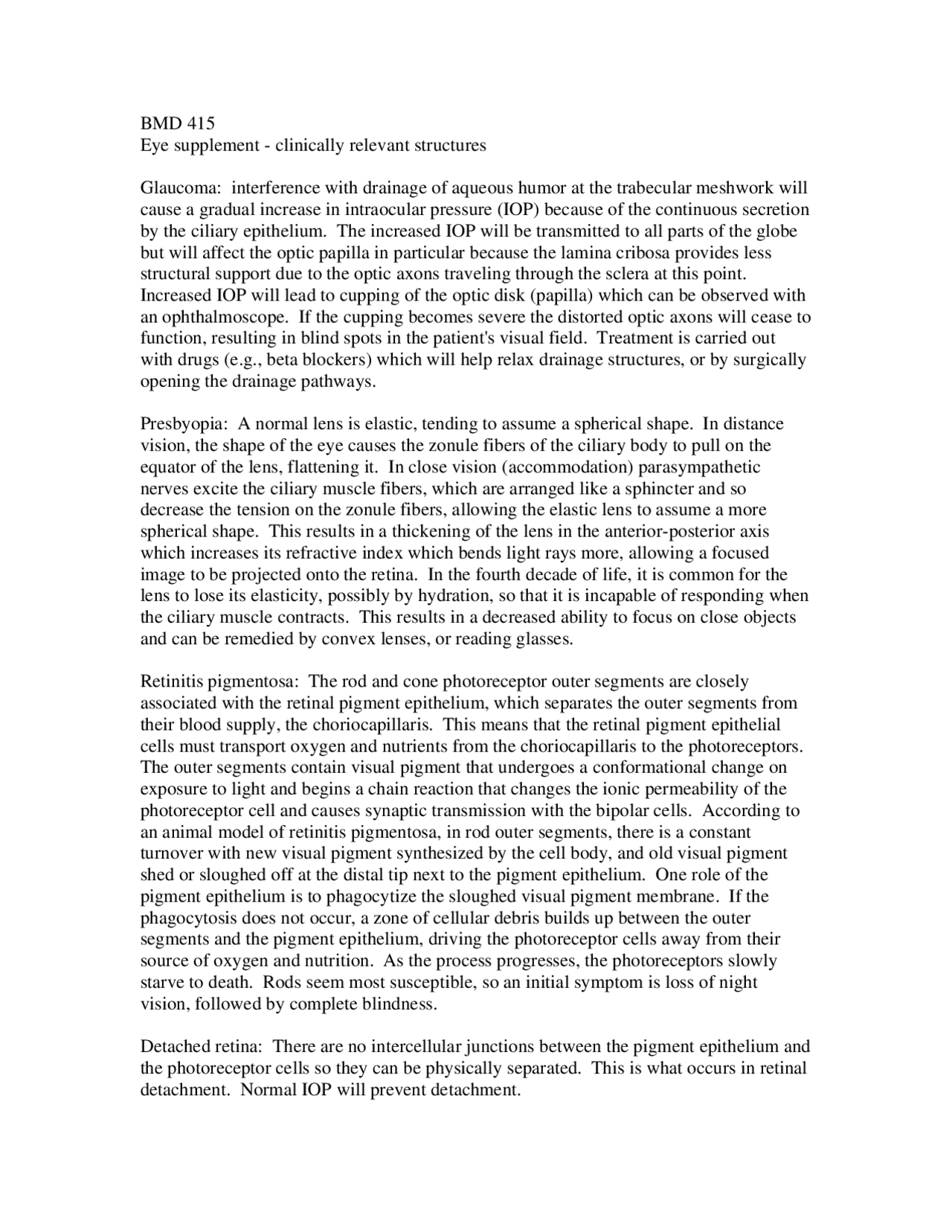 Clinically Relevant Structures Microscopic Anatomy Lecture Notes