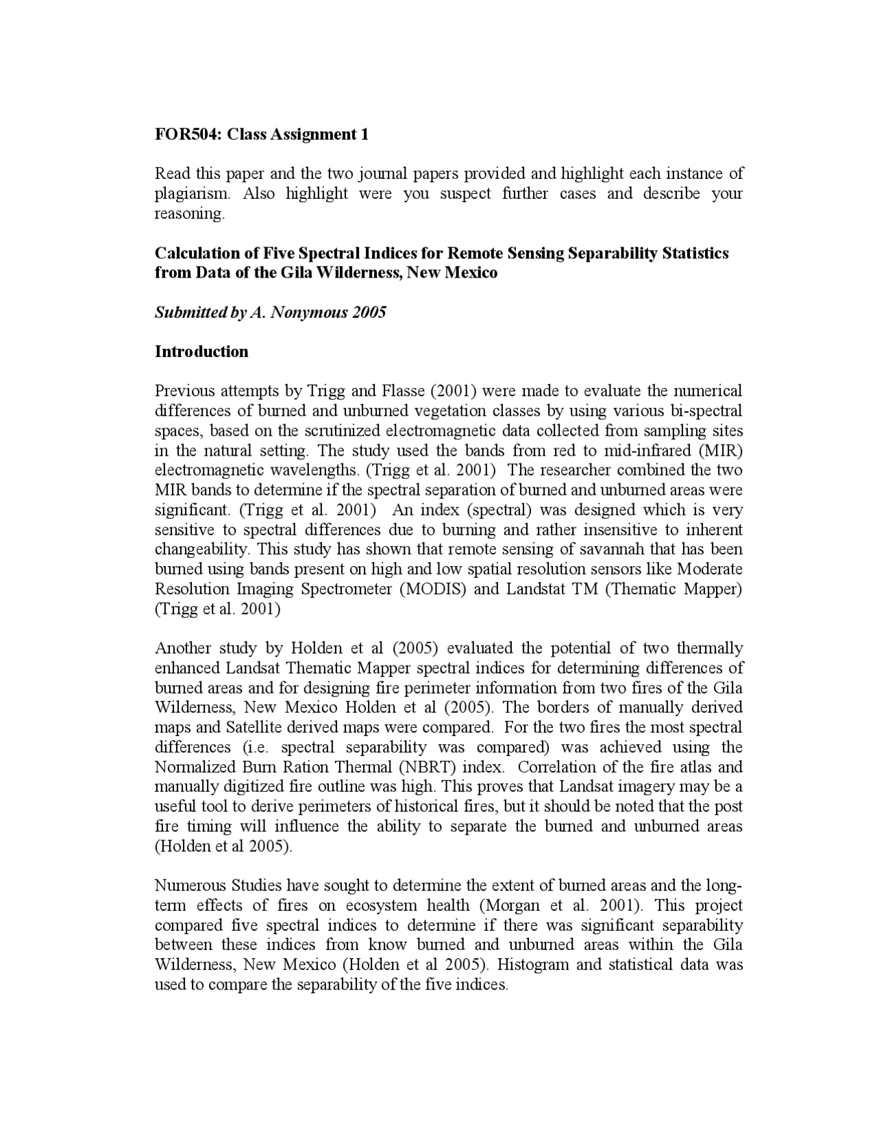 Assignment 1 For Advanced Remote Sensing Measurements Methods For 570