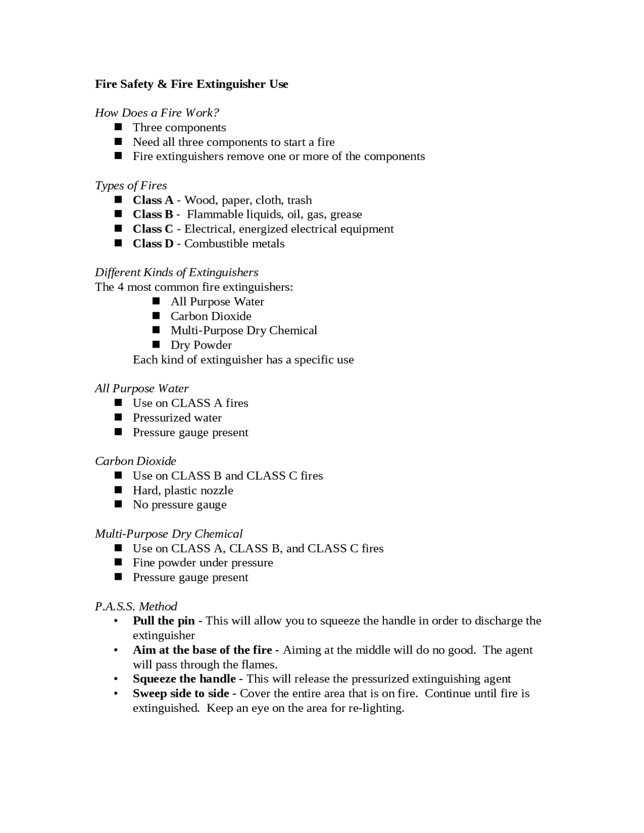 Fire Safety and Fire Extinguisher Use - Study Guide | TECH 434 - Docsity