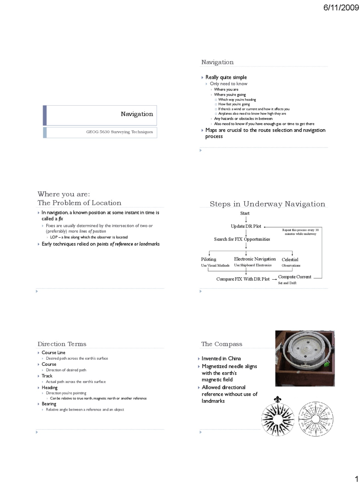 Navigation Surveying Technique Slides Geog 5630 Docsity