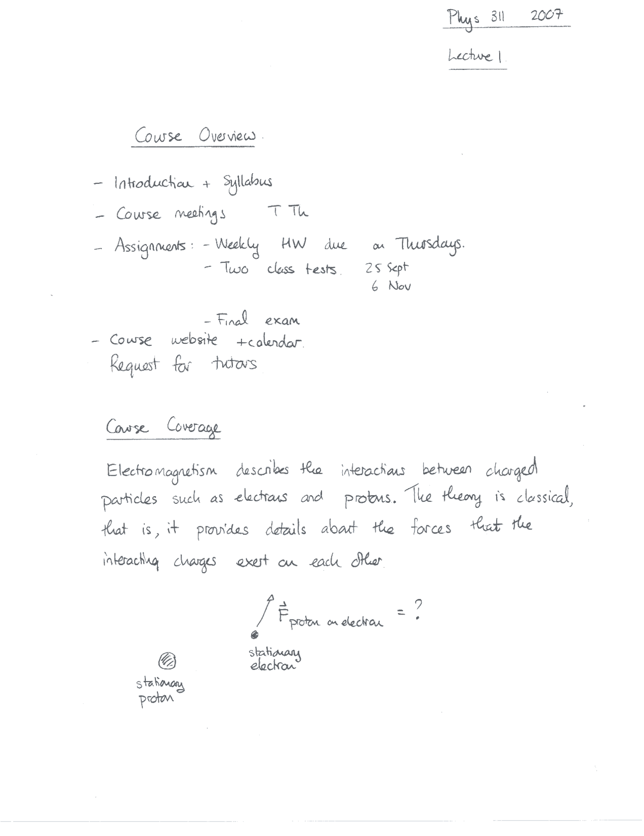 Electromagnetic Theory Course Overview Phys 311 Docsity