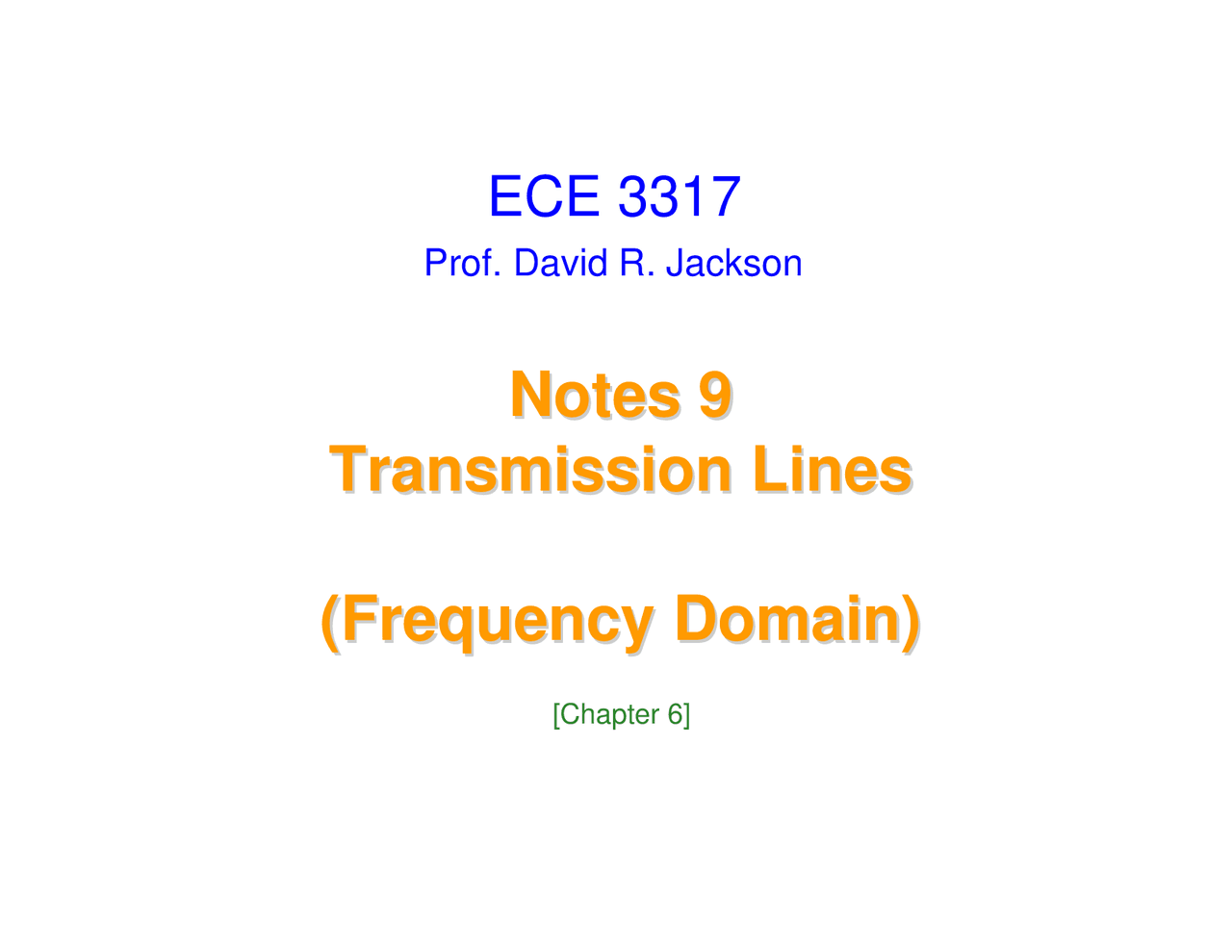 Transmission Lines Frequency Domain Lecture Slides Ece 3317 Docsity