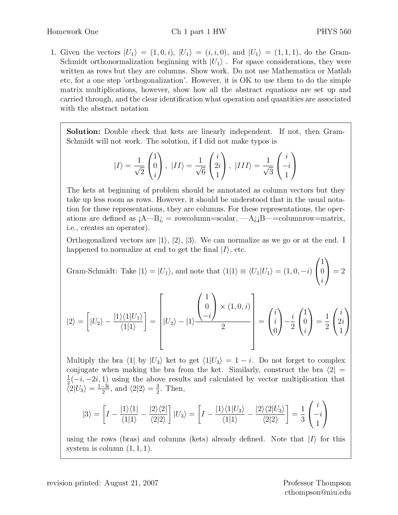 7 Questions with Solutions on Vectors - Assignment | PHYS 560 - Docsity