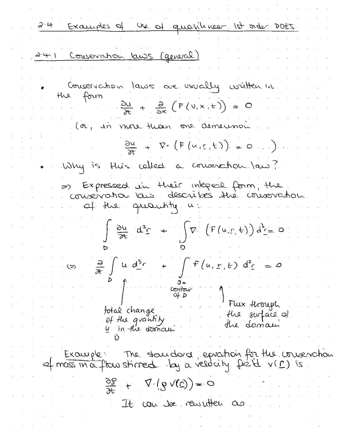 Handwritten Notes On Conservation Law Ams 211 Docsity