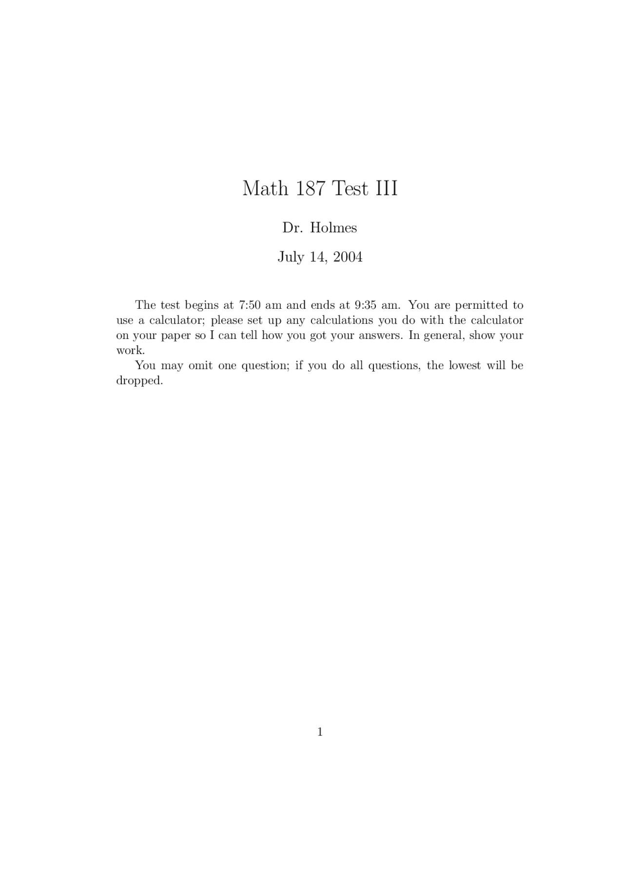 8 Problems For Test 3 Discrete And Foundational Mathematics I Math