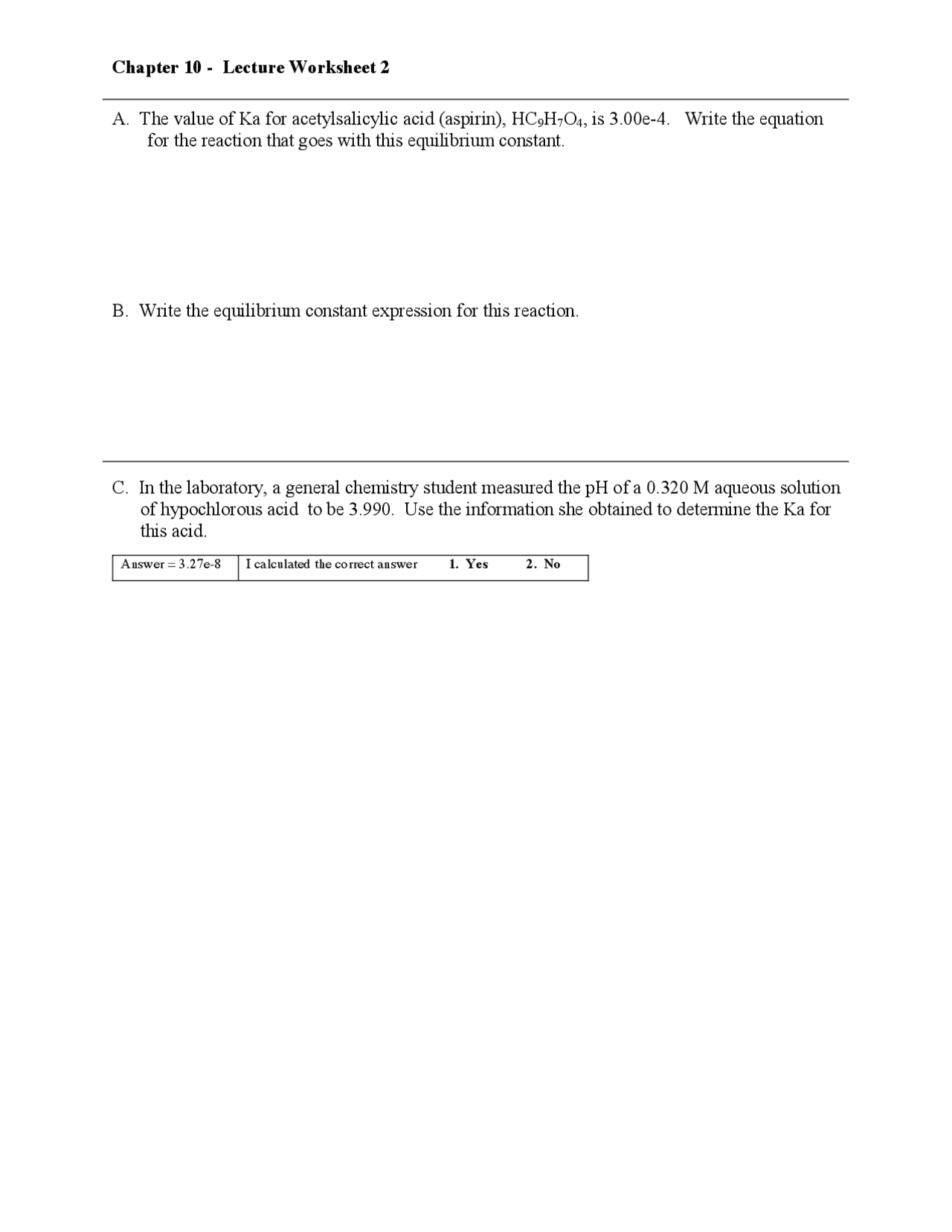 Worksheet 2 With Answers General Chemistry Chem 122 Docsity