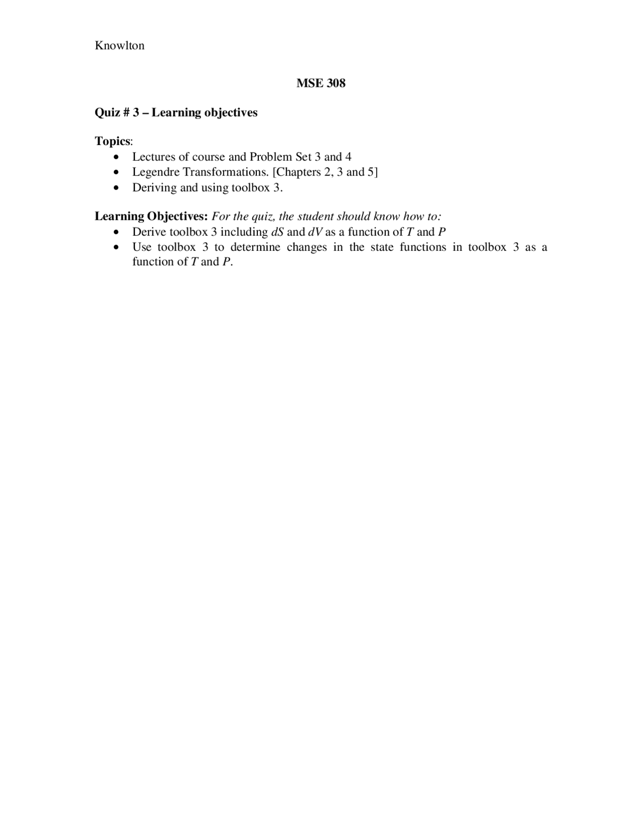 Quiz 3 For Thermodynamics Of Materials Mse 308 Docsity