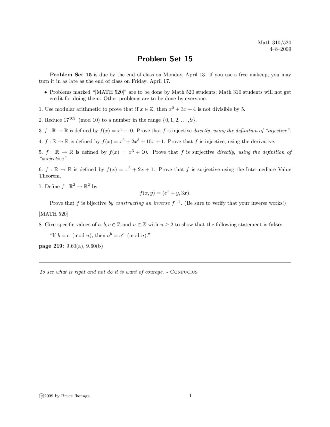 Problem Set 15 Introduction To Mathematical Proof Math 310 Docsity